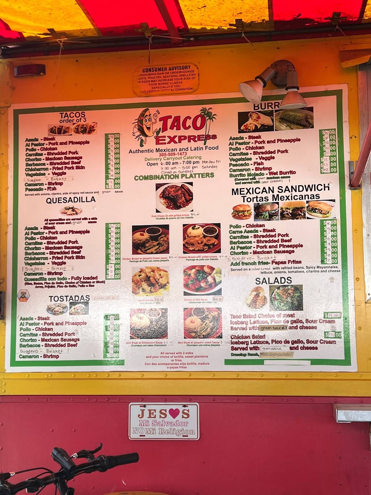 Menu at Taco Express restaurant, Stock Island, Corner of Cross St. And
