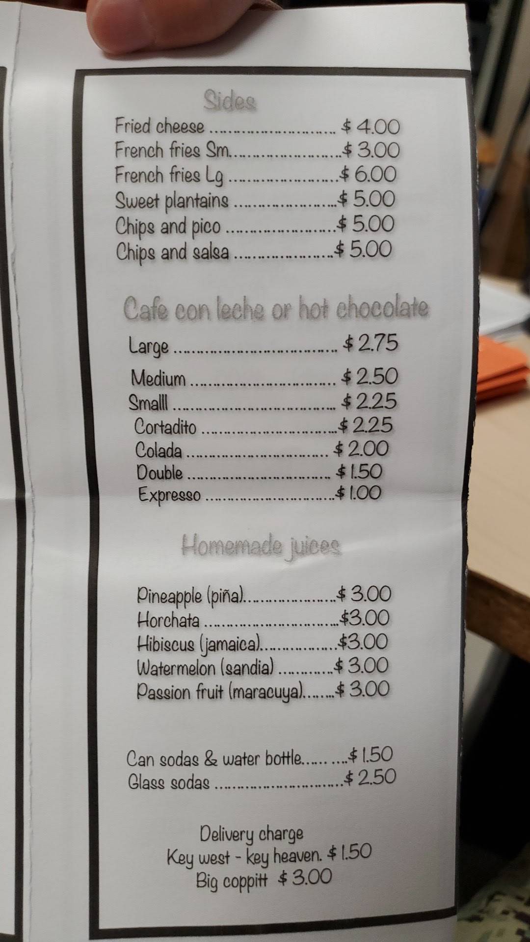 Menu at Taco Express restaurant, Stock Island, Corner of Cross St. And