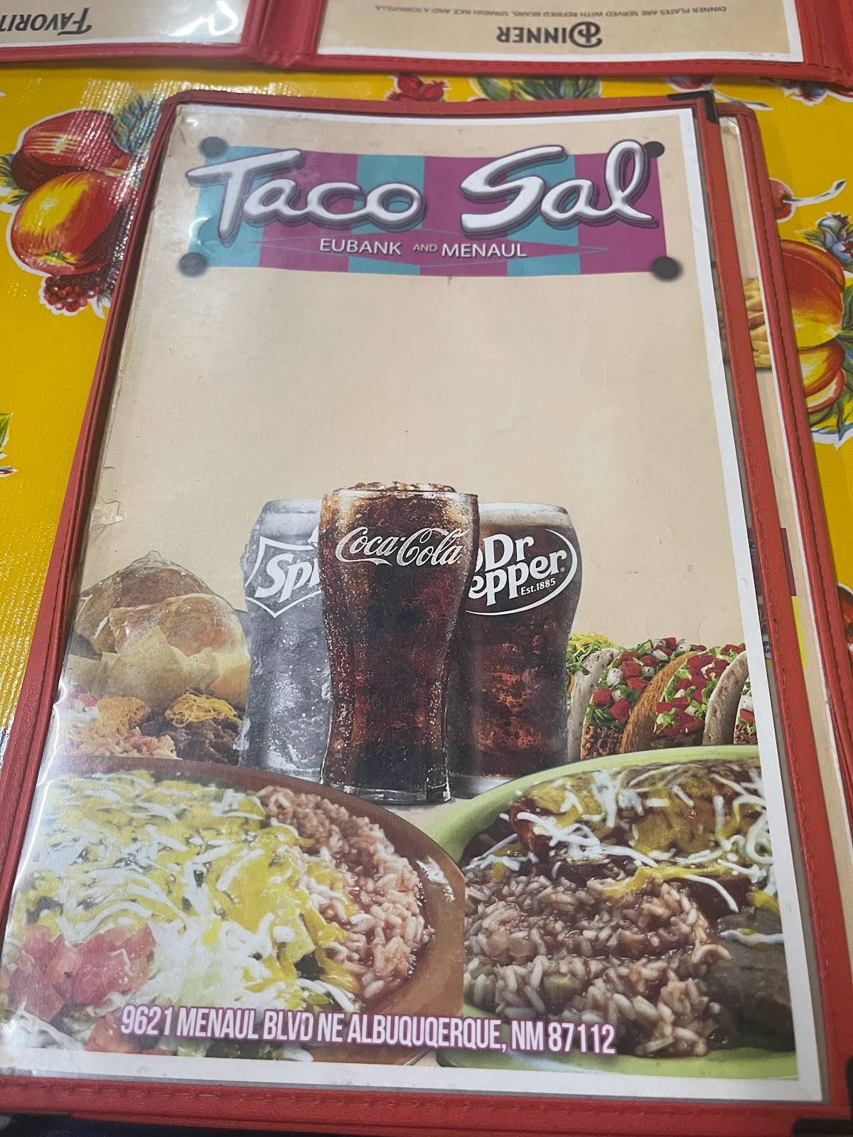 Menu at Taco Sal Restaurant, Albuquerque