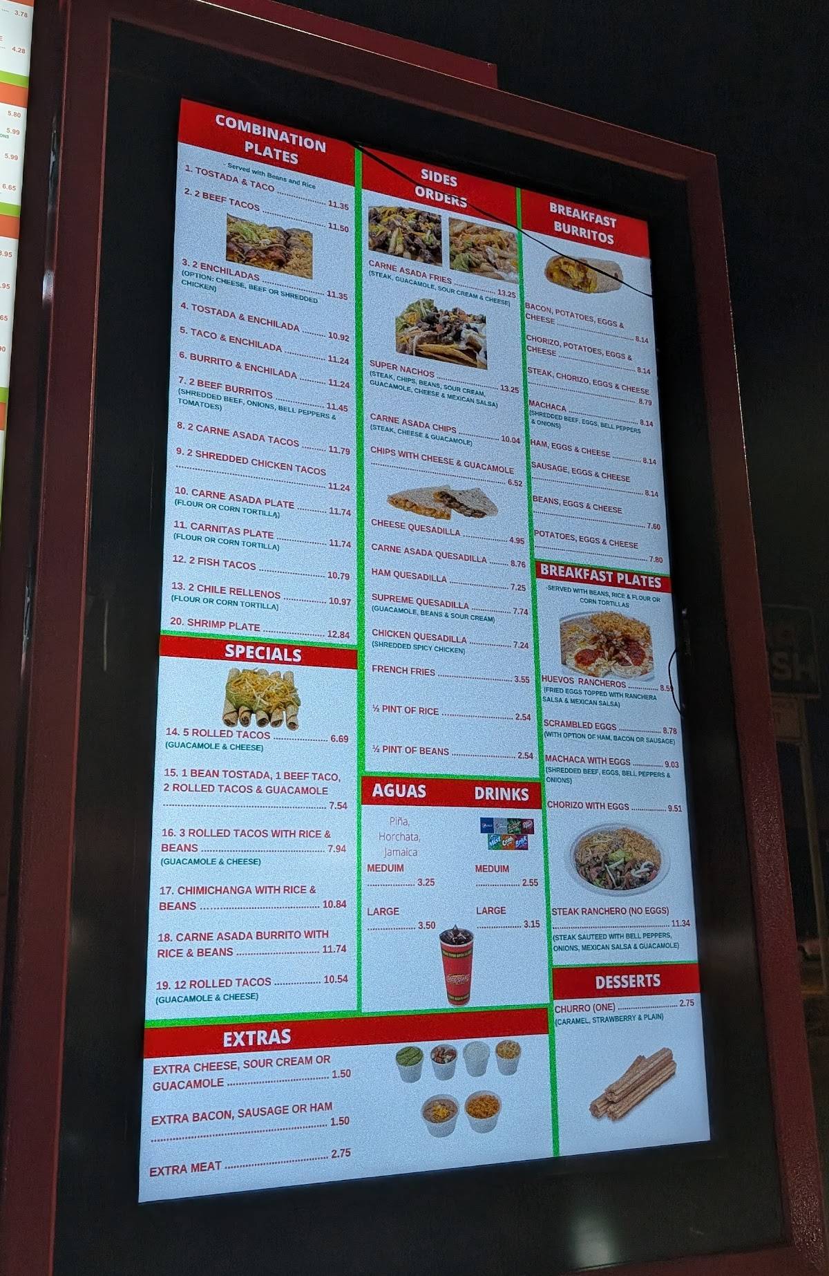 Menu at Taco Star restaurant, Colorado Springs, 605 N Circle Dr