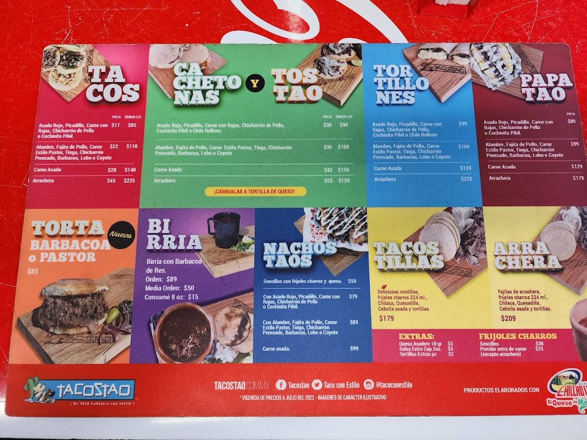 Carta del restaurante Tacostao, Torreón, Blvrd Independencia 2401