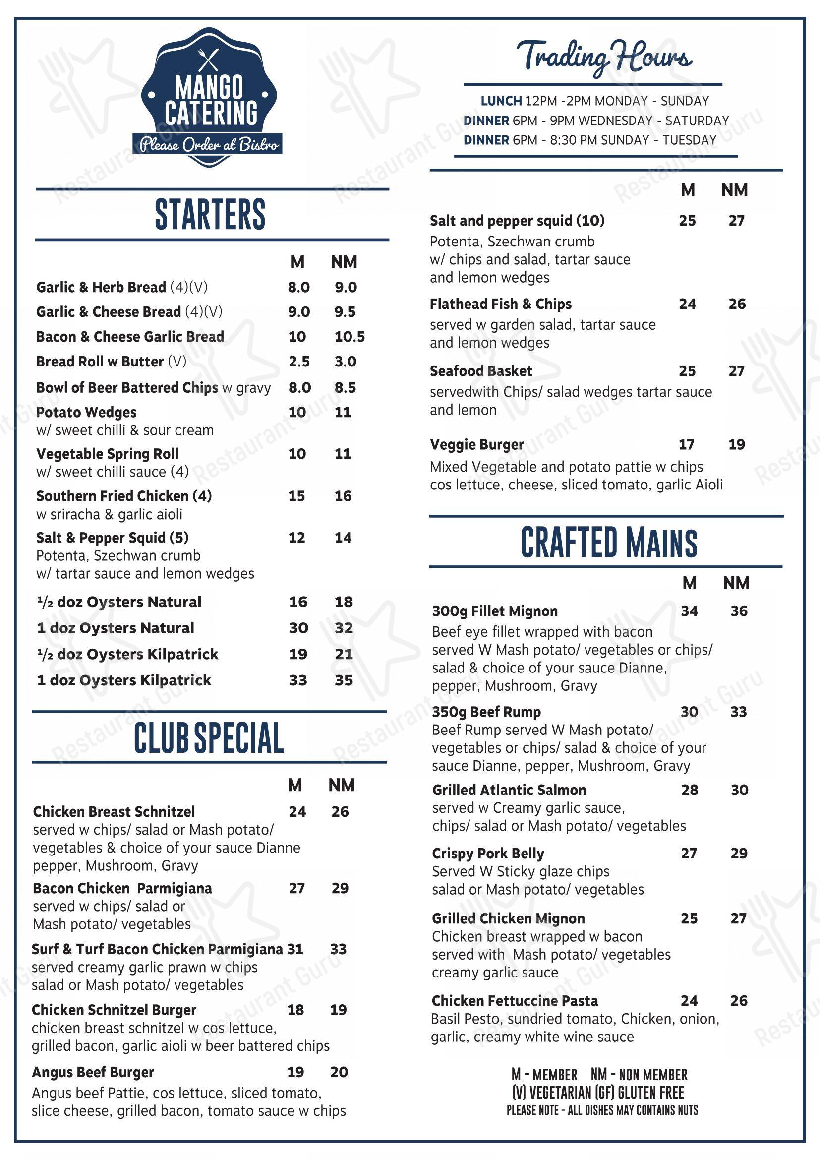 Menu at Tafarn Y Fic restaurant, Y Felinheli