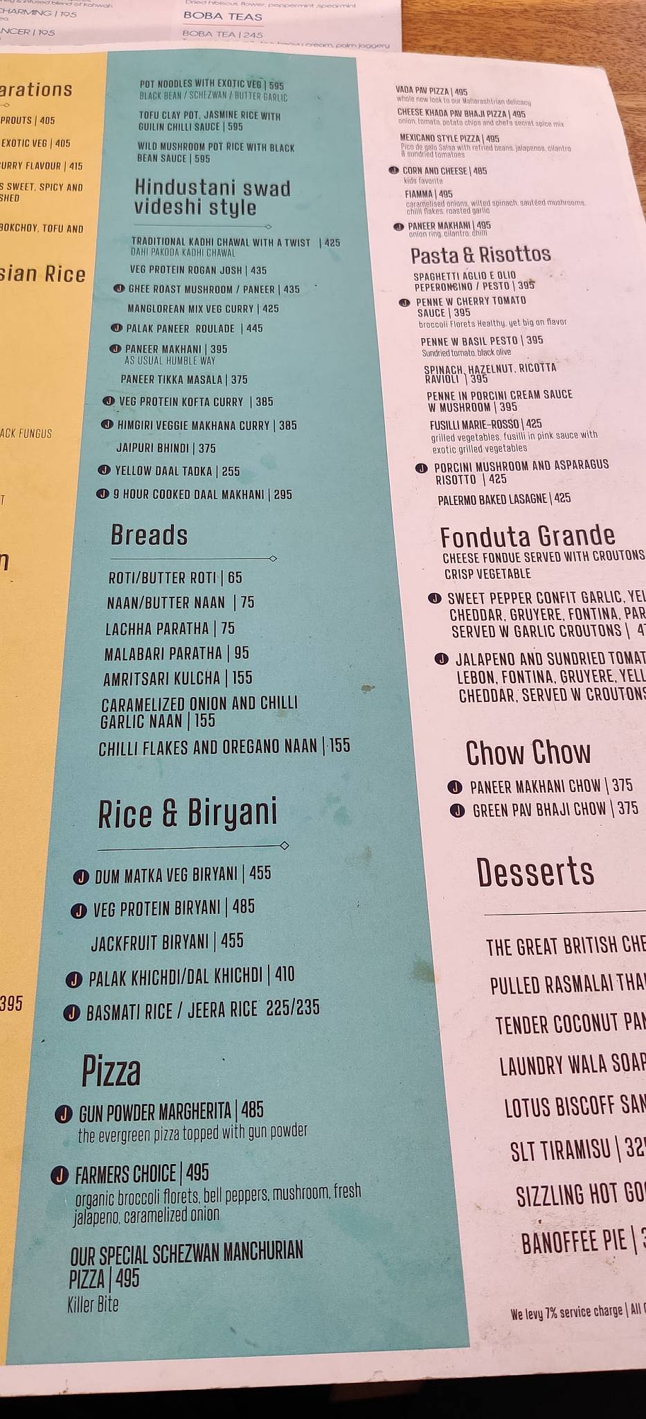 Menu at Spice Laundry, Mumbai, 2nd floor
