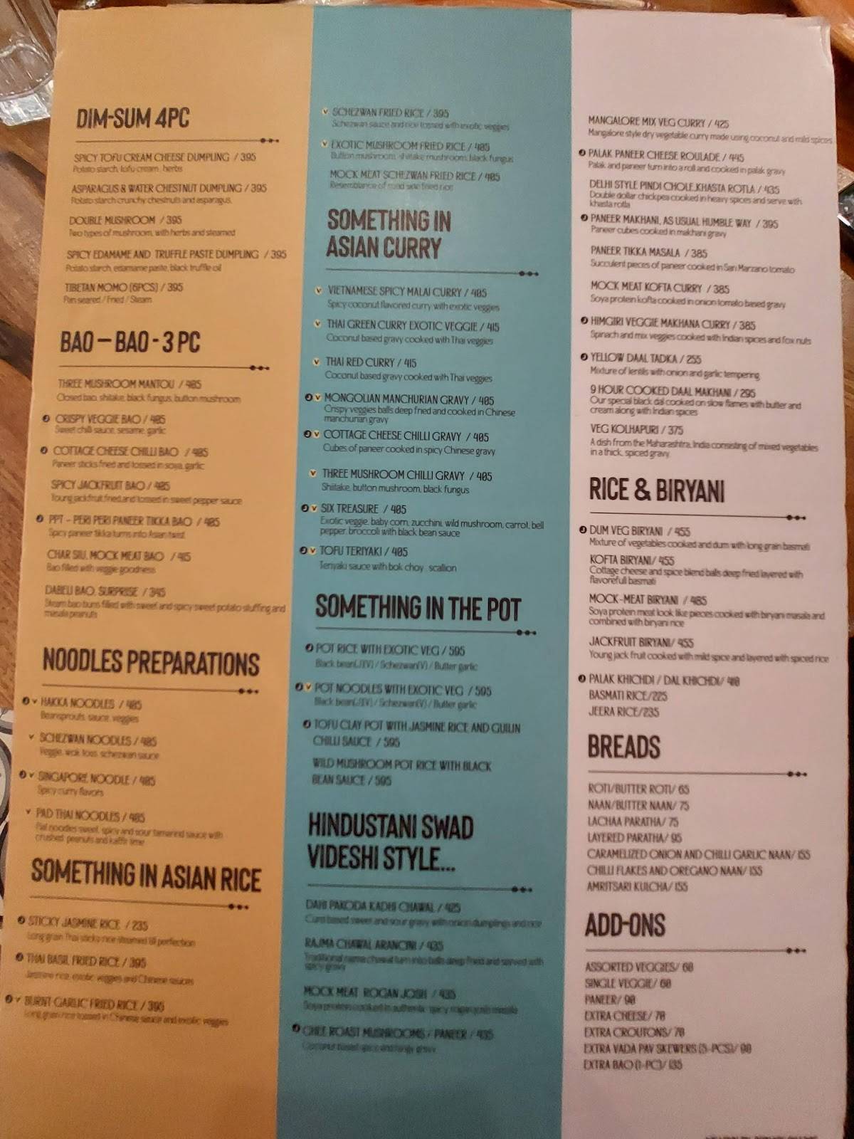 Menu at Spice Laundry, Mumbai, 2nd floor