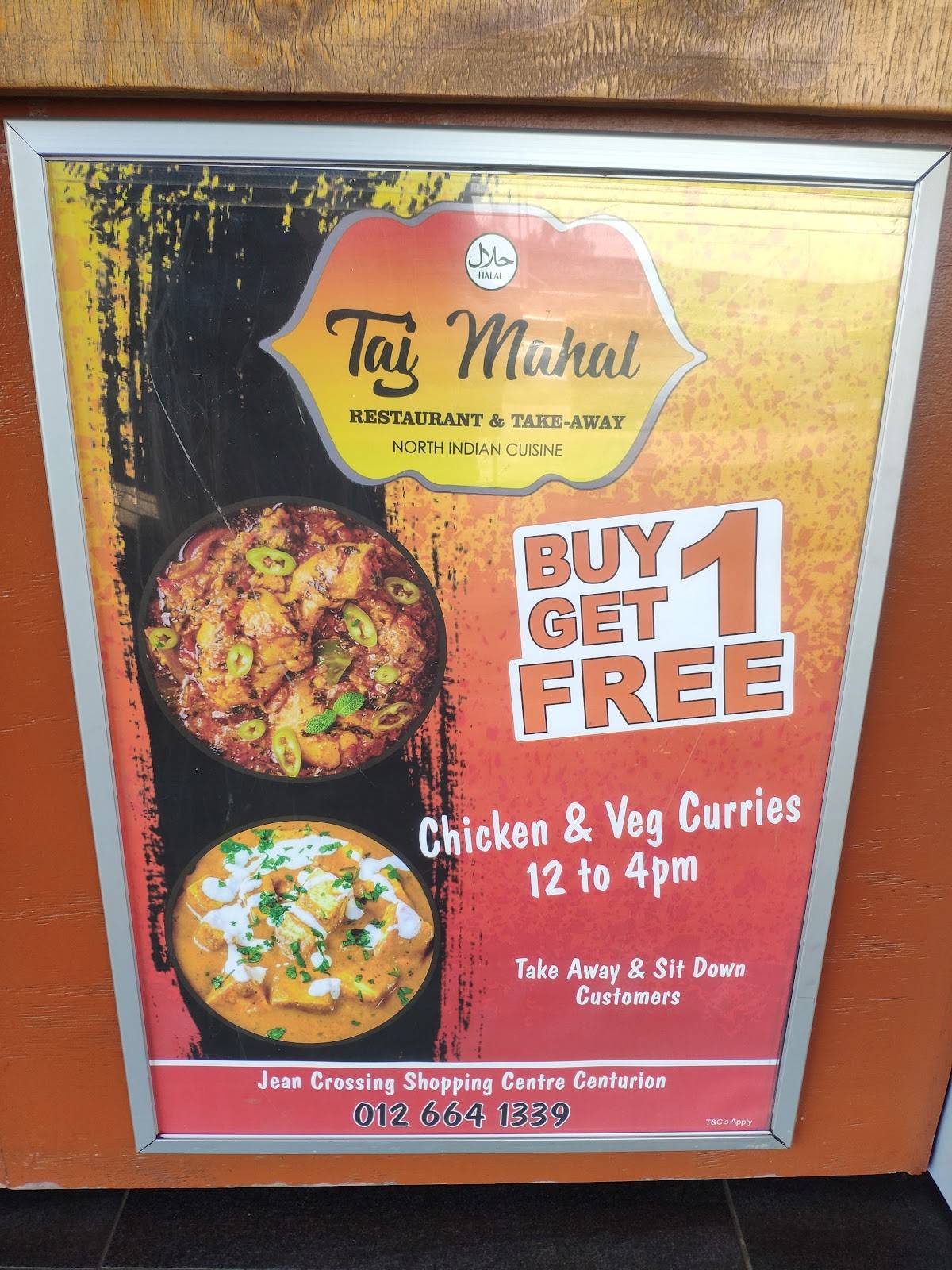 Menu at Taj Mahal restaurant, Centurion, 225 Jean Ave