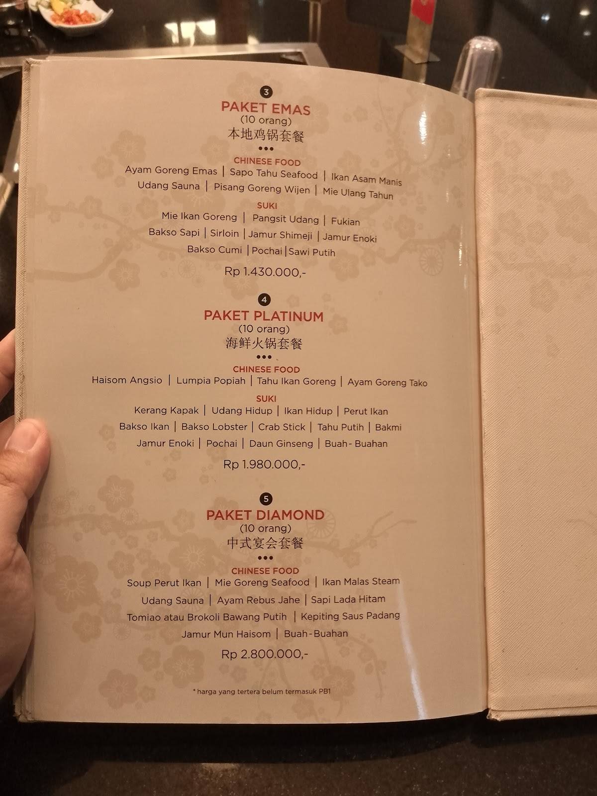 Menu at Tako Suki restaurant, Jakarta, Jl. Pluit Putra No.15A
