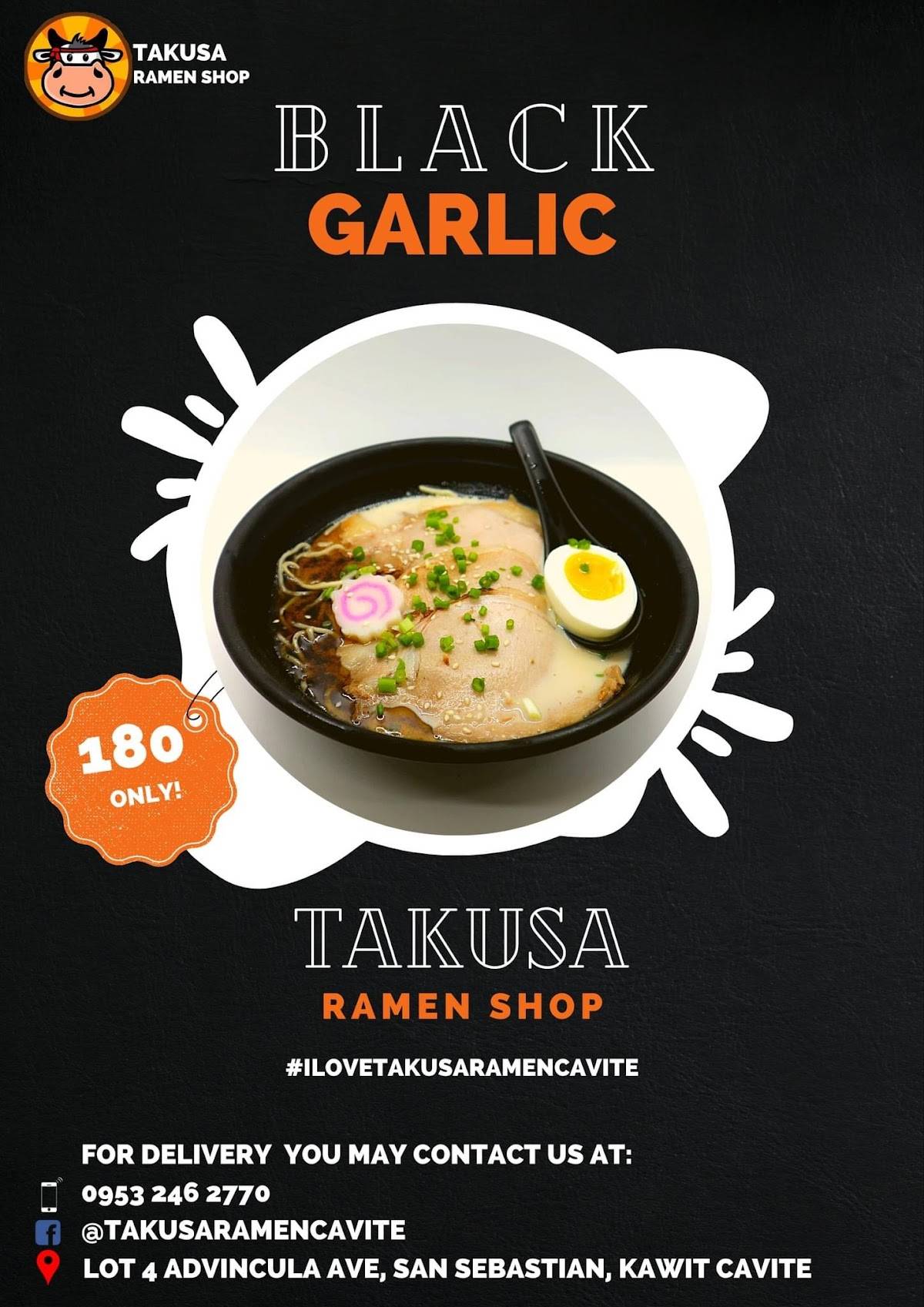 Menu at Takusa Ramen Shop Cavite restaurant, Cavite City