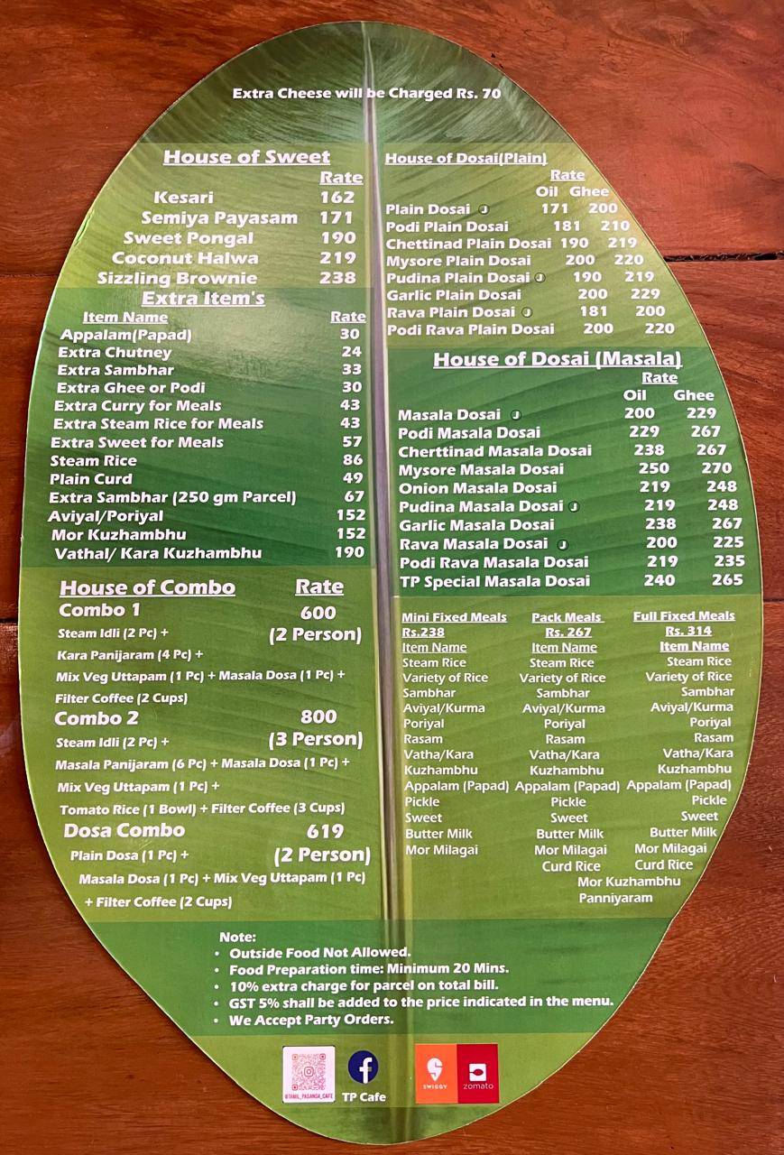 Menu at Tamil Pasanga Cafe, Ahmedabad, Amrapali Lakeview Tower