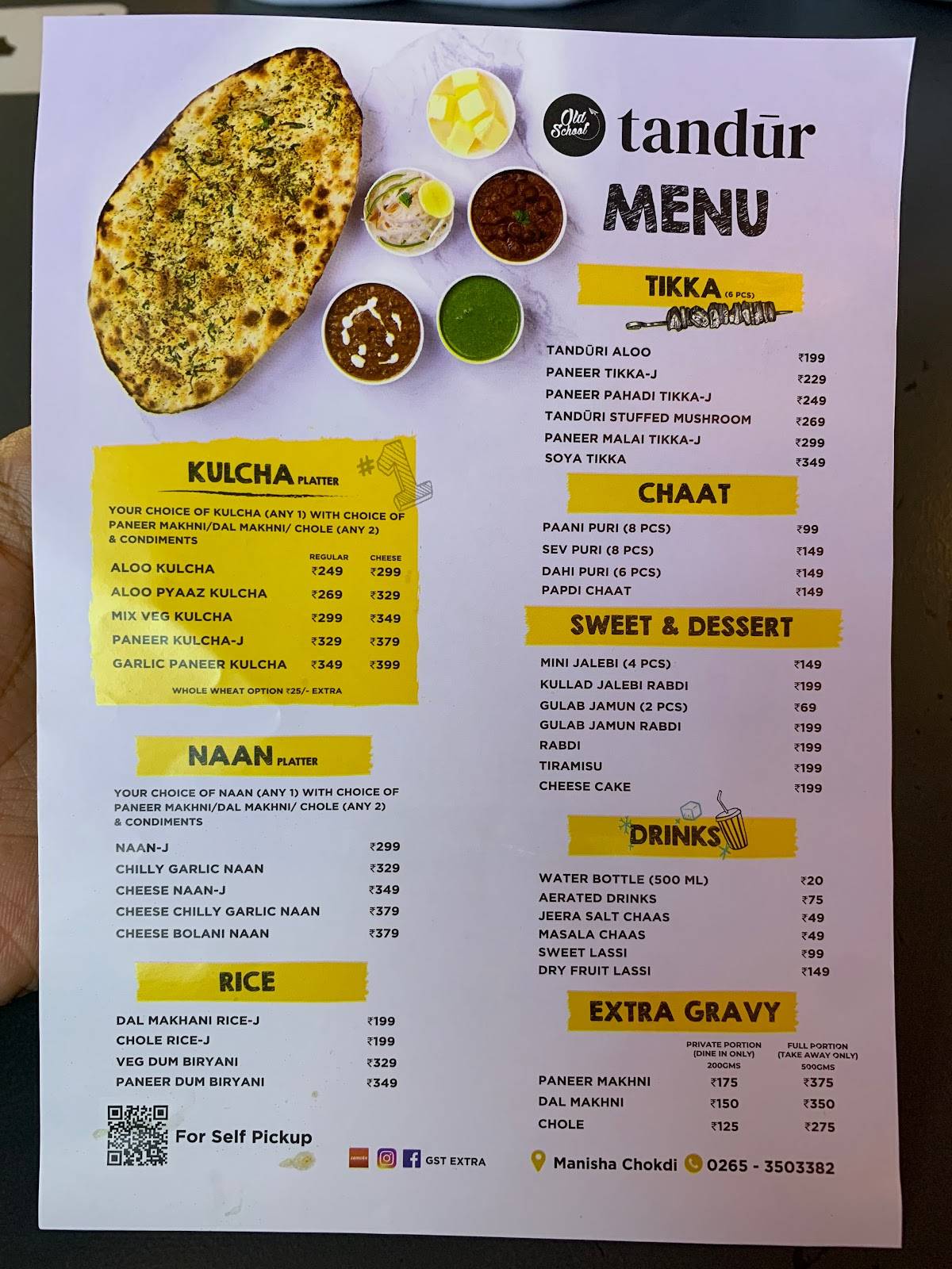 Menu at Tandur by Old School - Vadodara, Vadodara