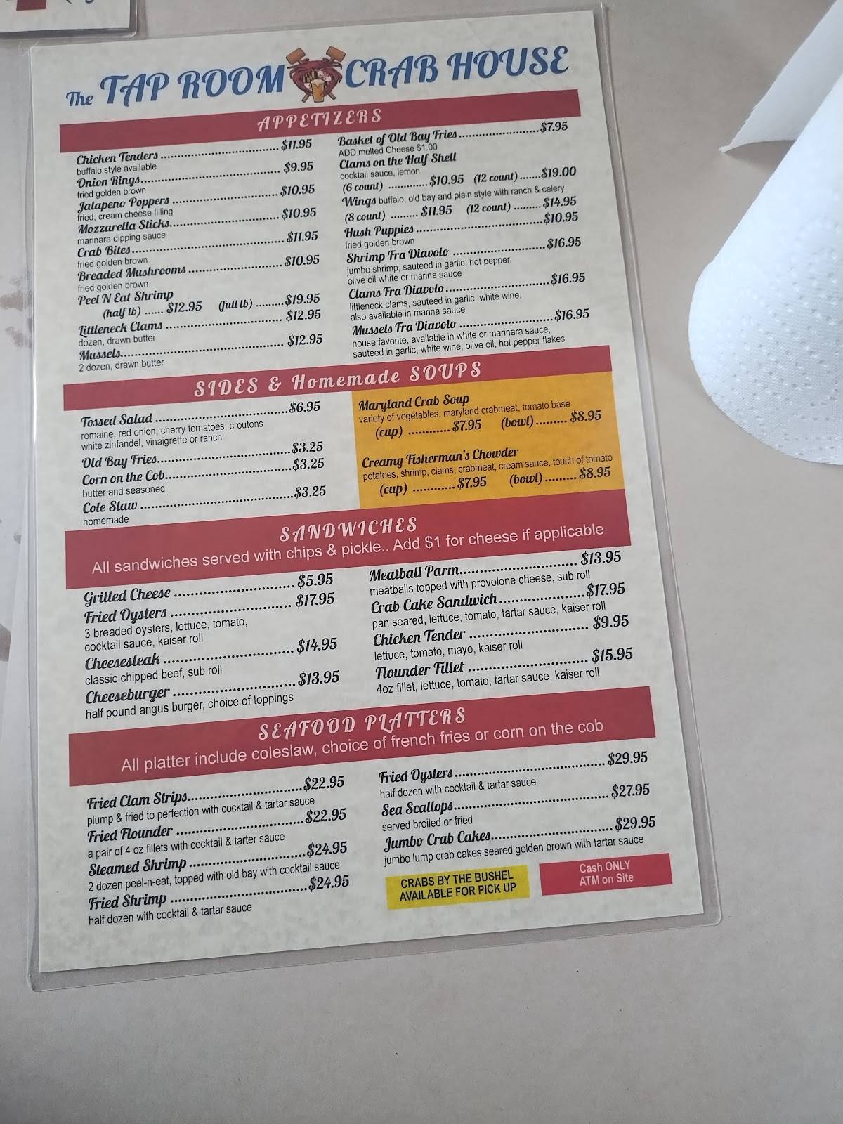 Menu at Tap Room Inc pub & bar, Chesapeake City