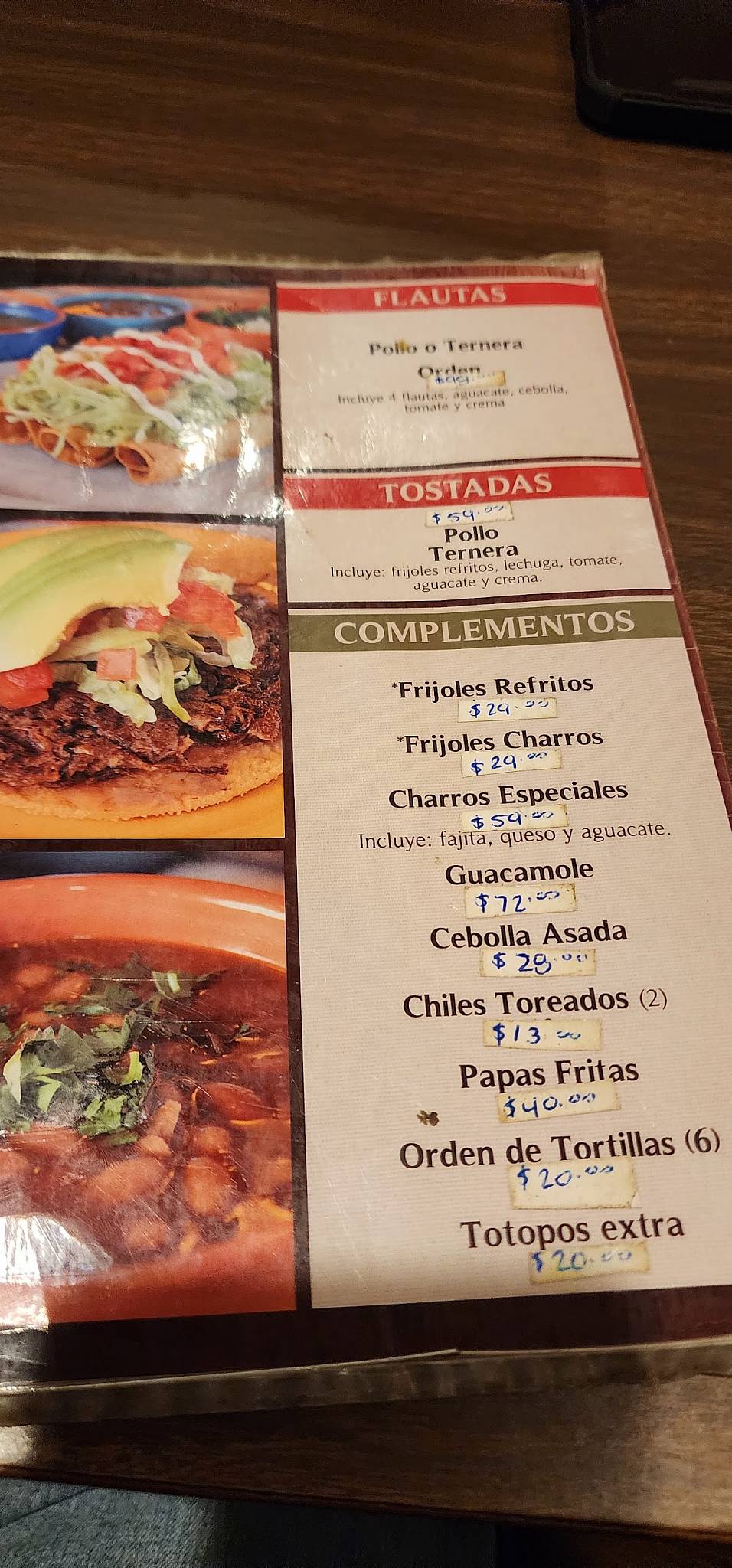 Carta de Taquitos RAVI Restaurant, Nuevo Laredo