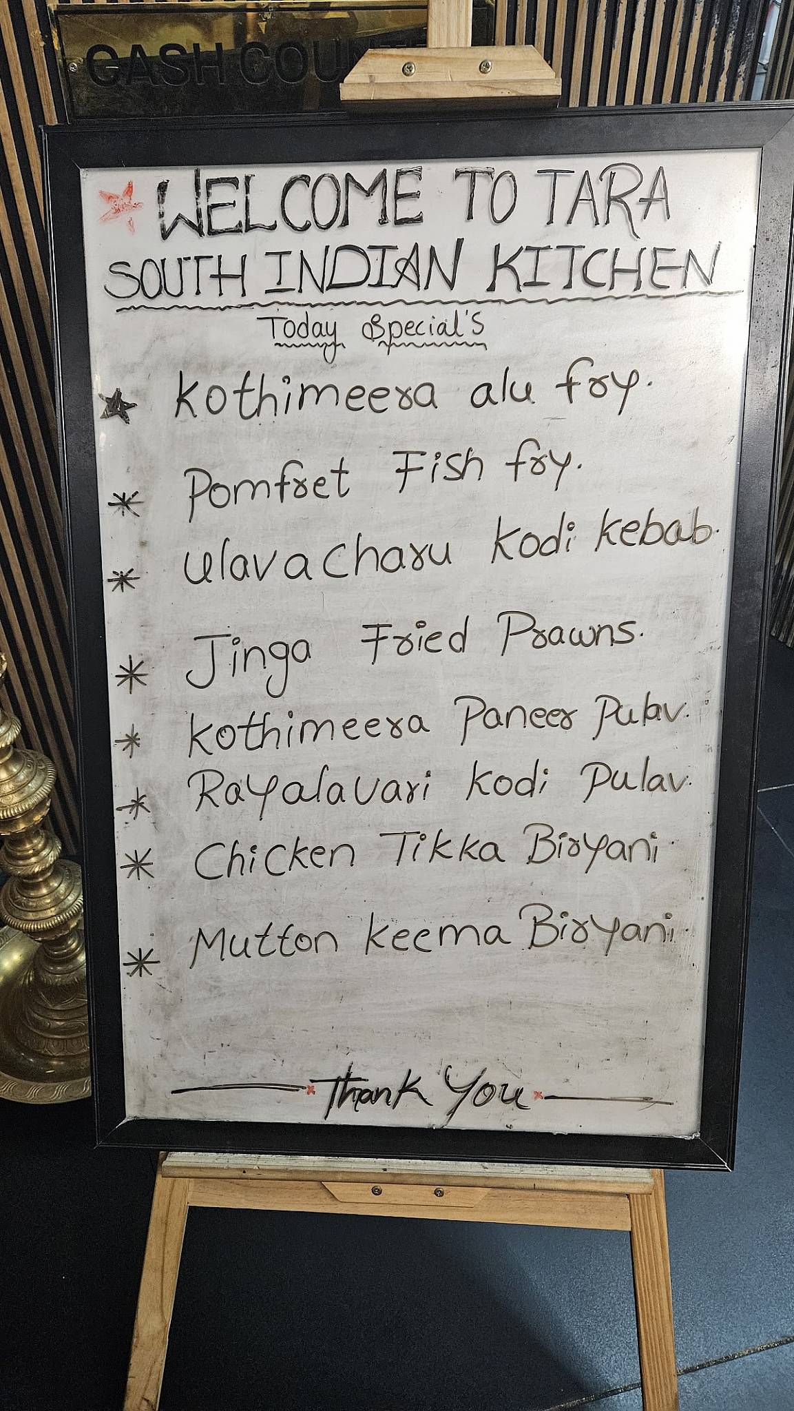 Menu at Tara - South Indian kitchen, Hyderabad