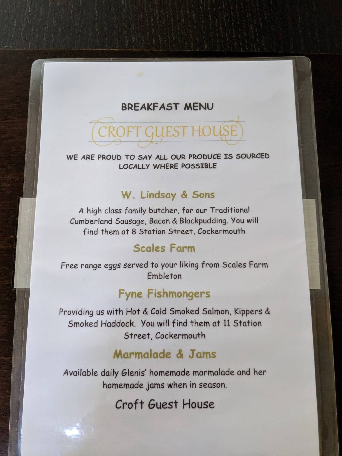 Menu at Tarantella restaurant, Cockermouth