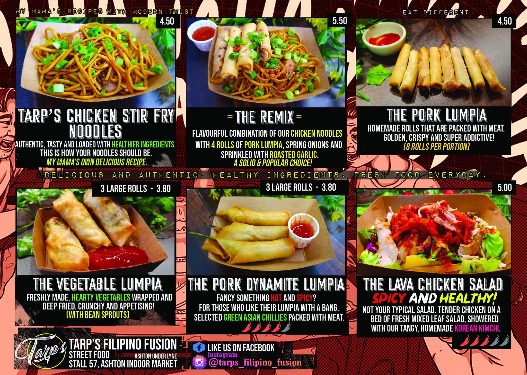 Menu at Tarp's Filipino Fusion Street Food restaurant, Ashton-under-Lyne
