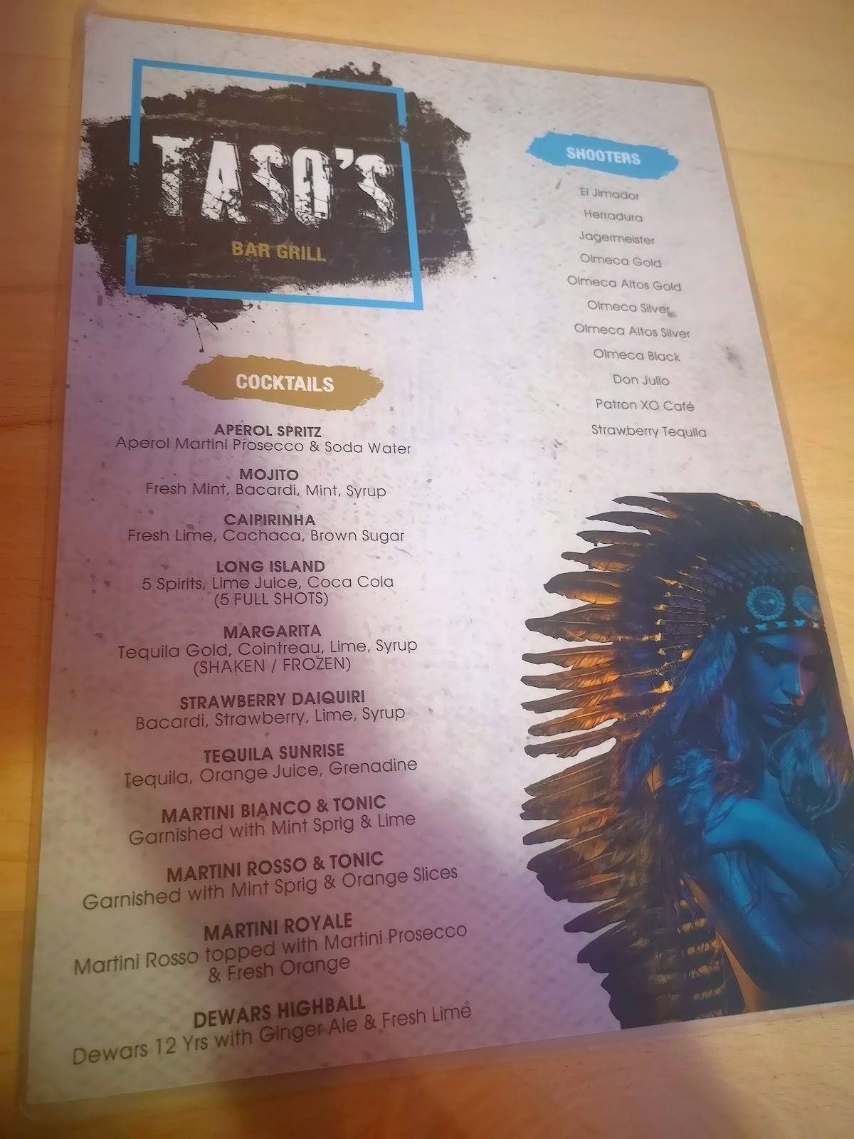 Menu at Taso's Bar & Grill Ballito, Dolphin Coast