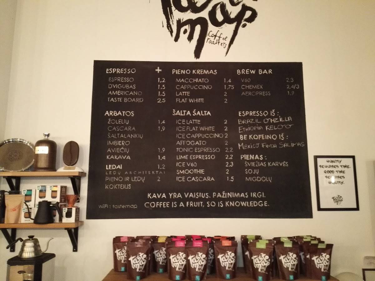 Speisekarte von Taste Map Coffee Roasters cafe, Vilnius, M. K ...