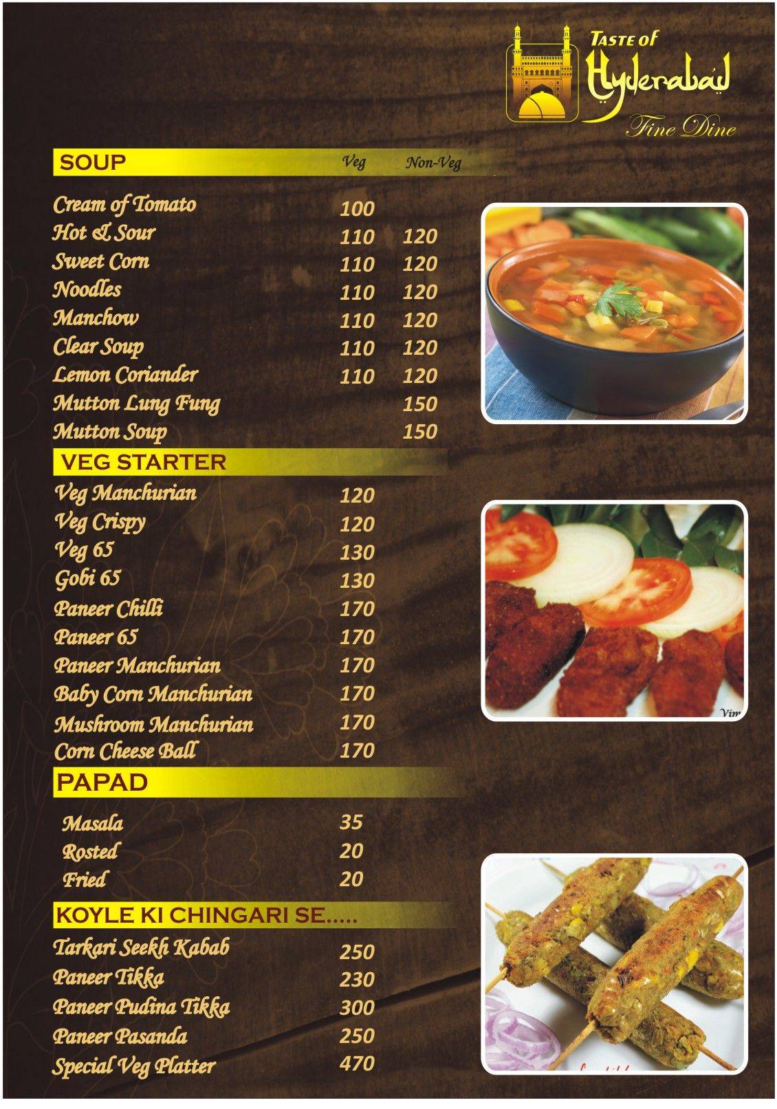 Menu at Taste of Hyderabad (TOH), Pune, 5th Avenue