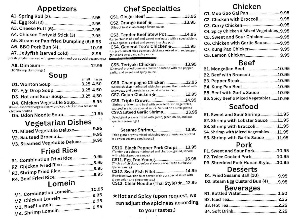 Menu at Taste of Nations Restaurant, Clute