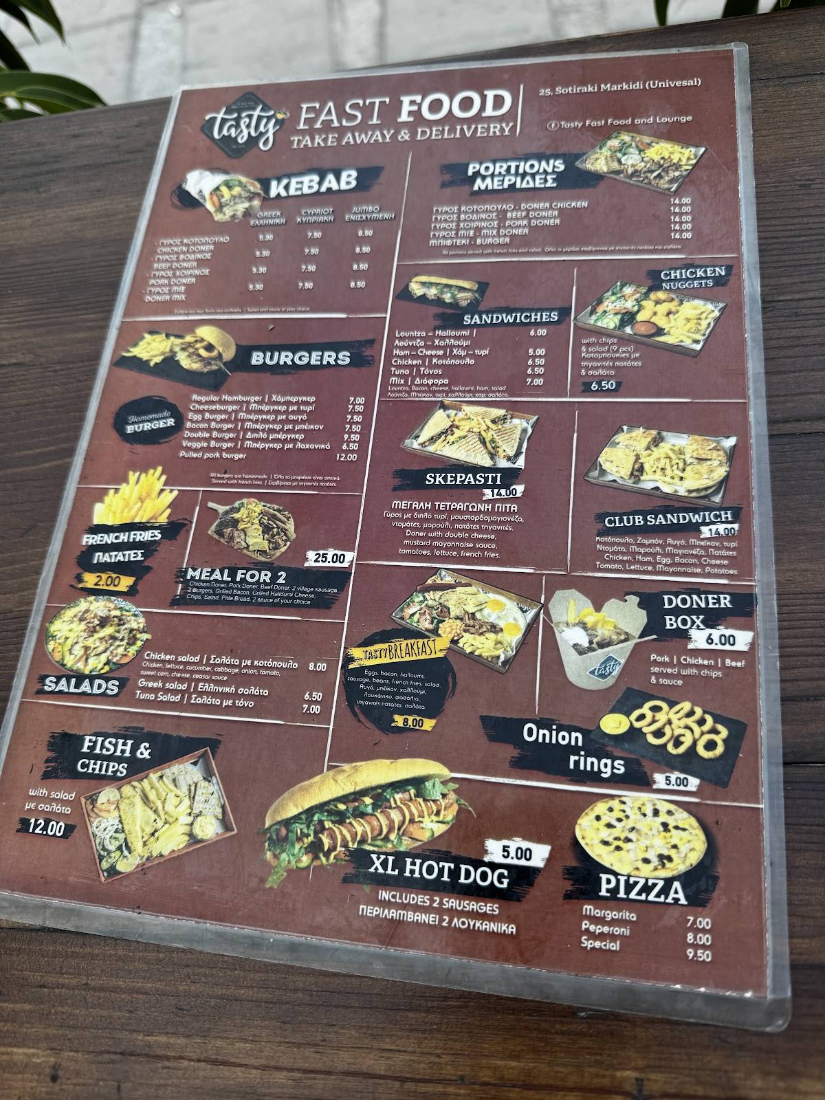 Menu at Tasty Fast Food & Lounge., Paphos, Sotiraki Markidi Ave 25