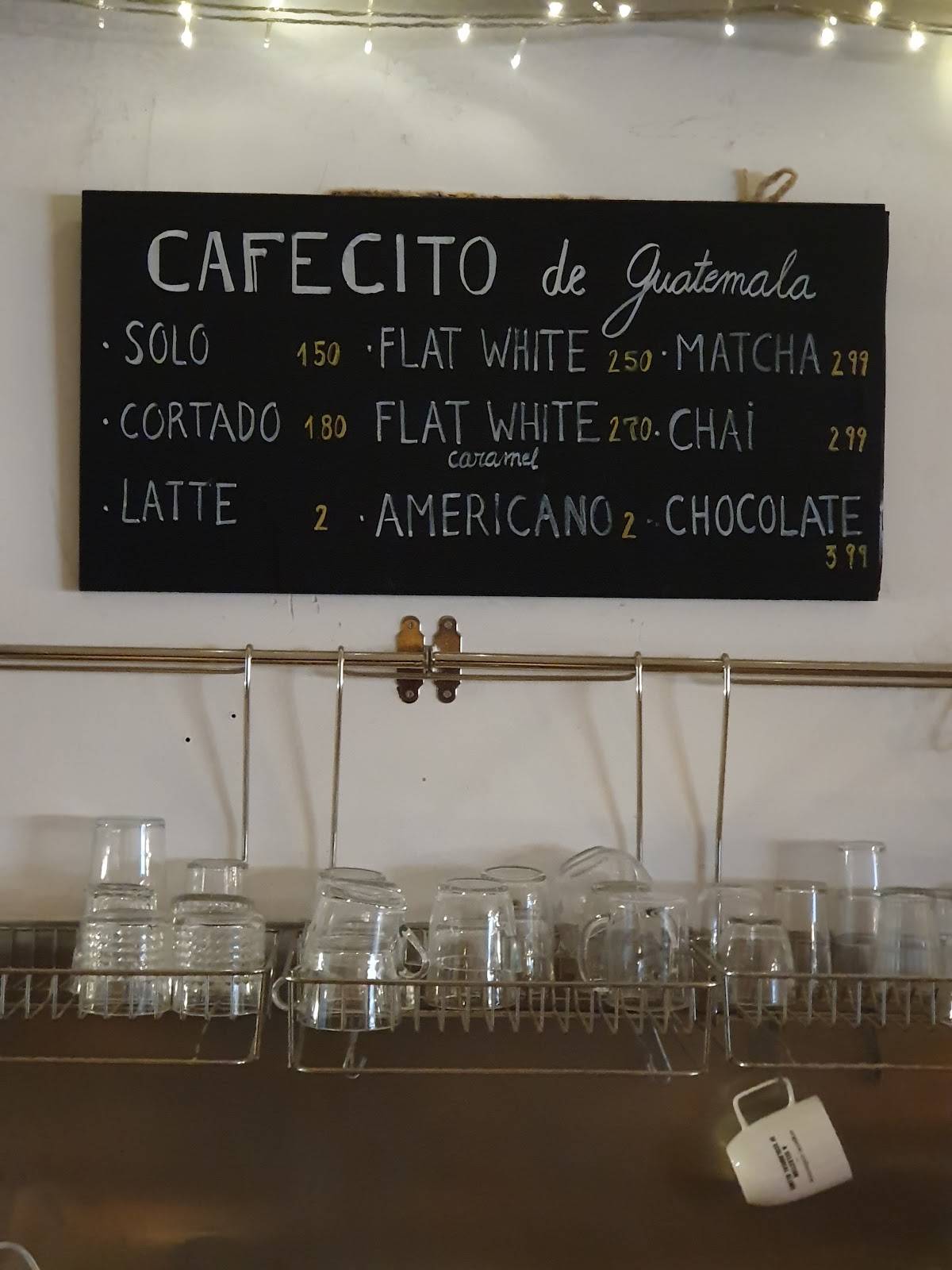 Carta del café Tatiana, Barcelona