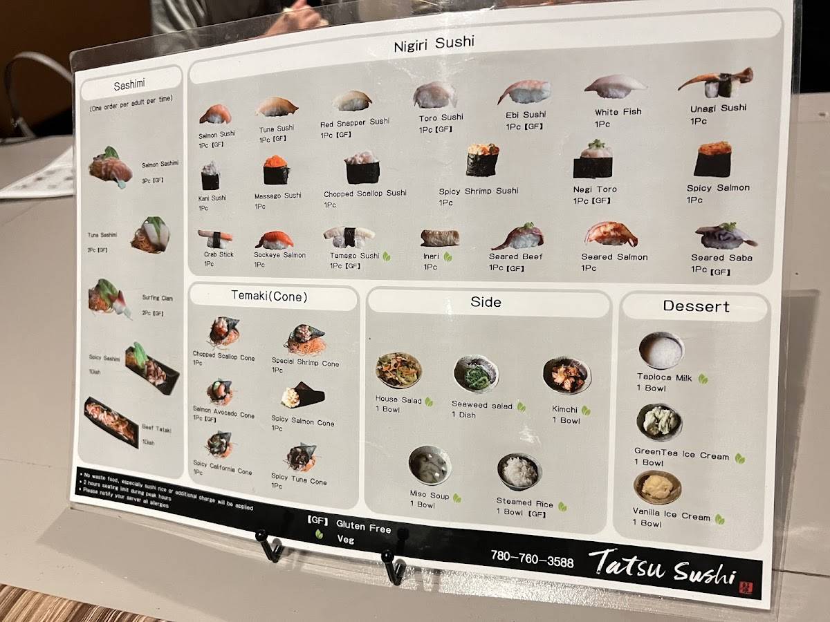 Menu at Tatsu Sushi + BBQ All you can eat, Edmonton