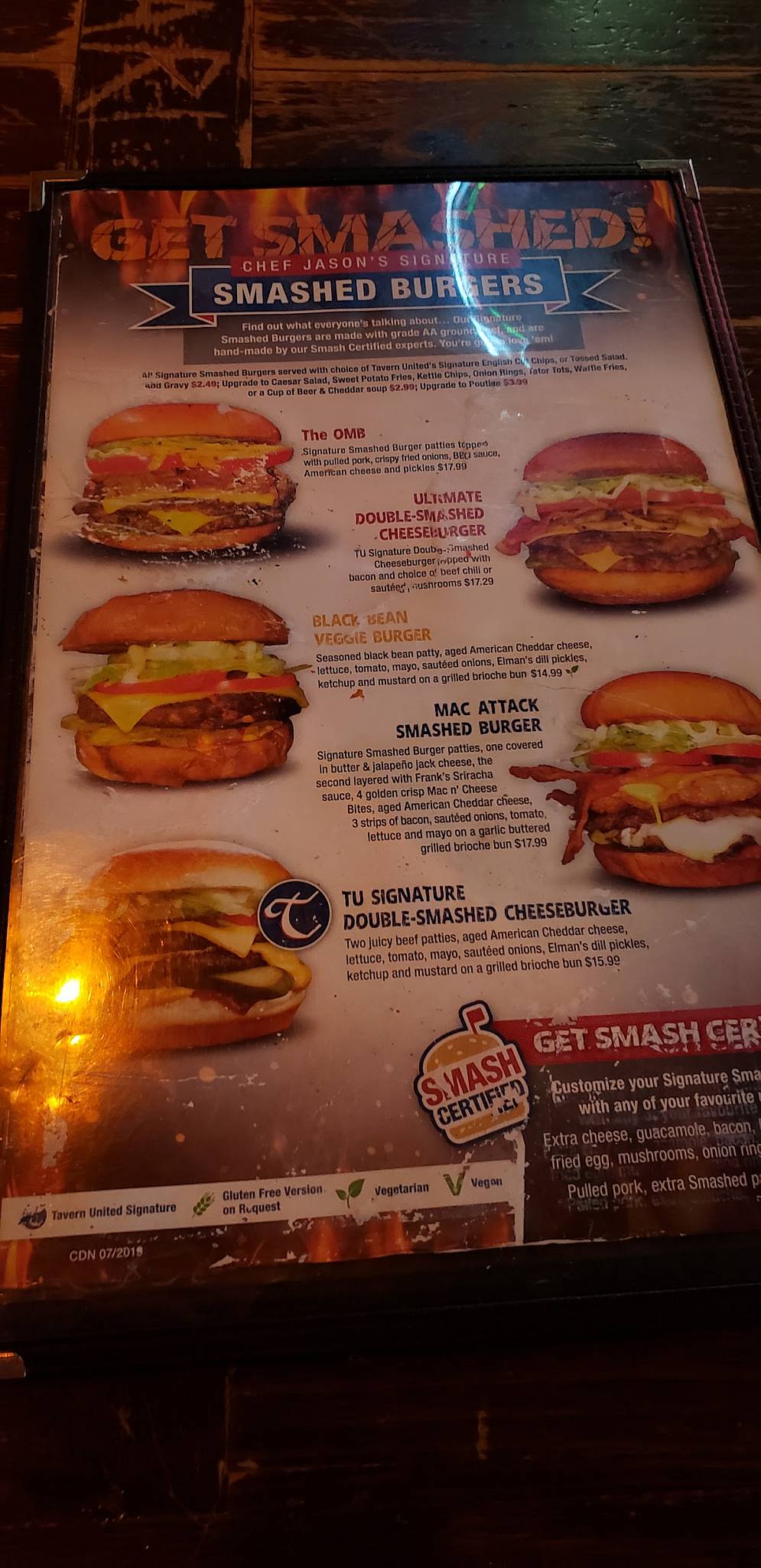 Menu at Tavern United Garden City pub & bar, Winnipeg, McPhillips Street at