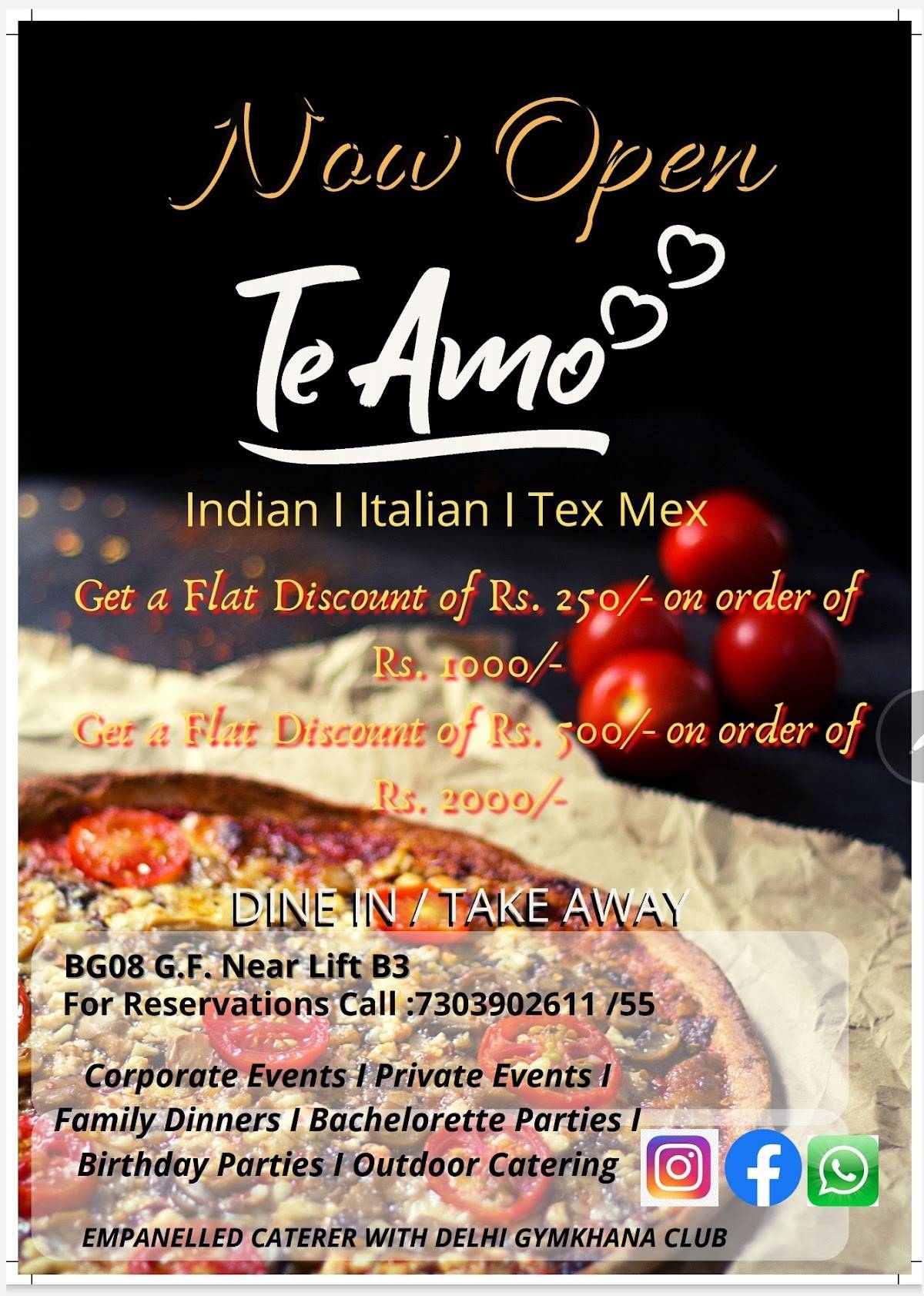 Menu at Te Amo Restaurant, New Delhi