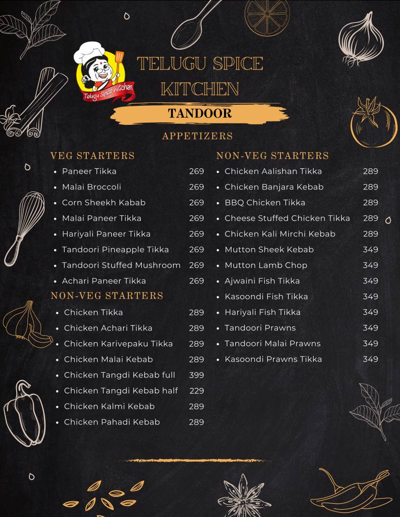 Menu at Telugu Spice Kitchen, Hyderabad