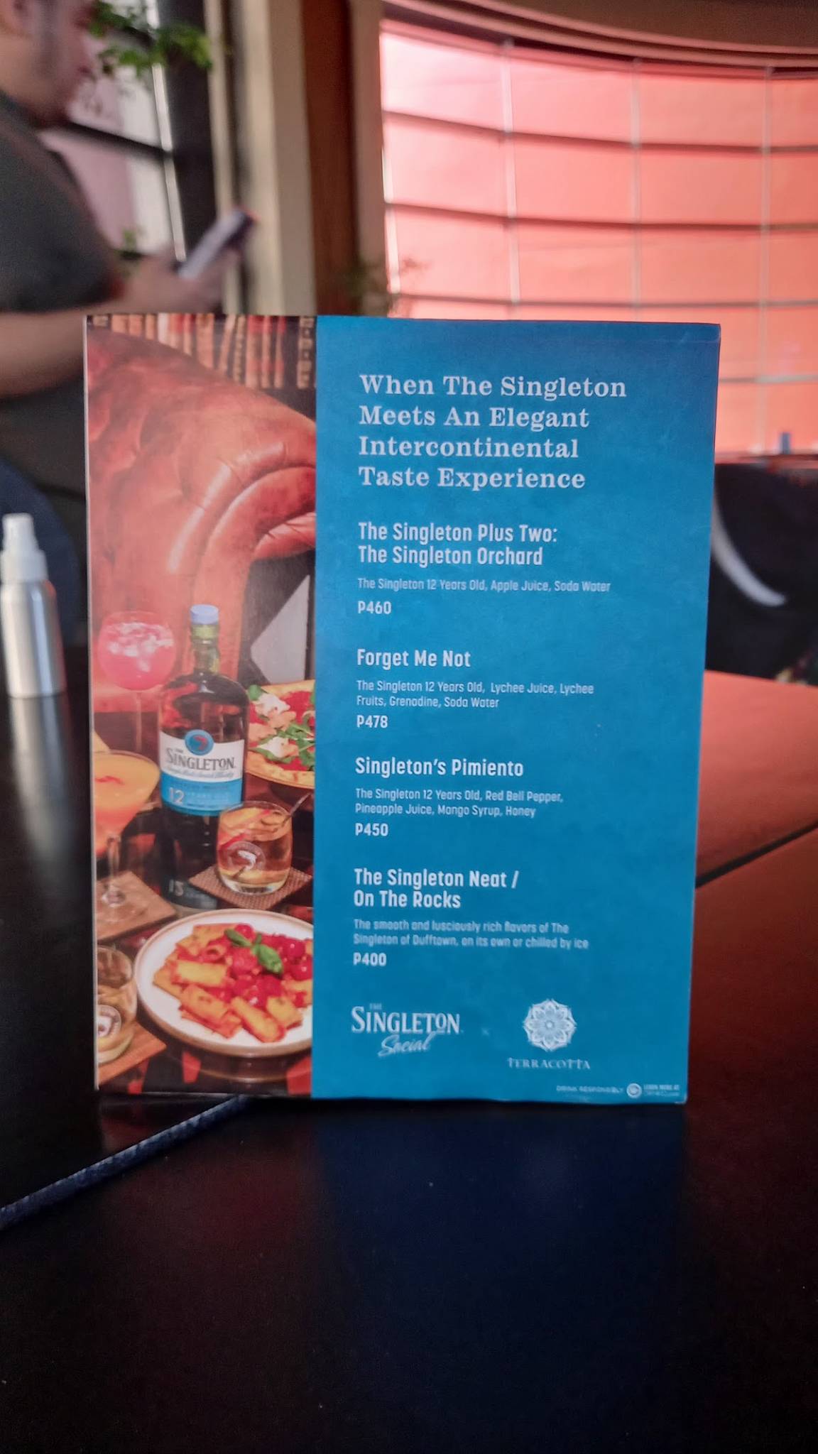 Menu at Terracotta Manila restaurant, Quezon City