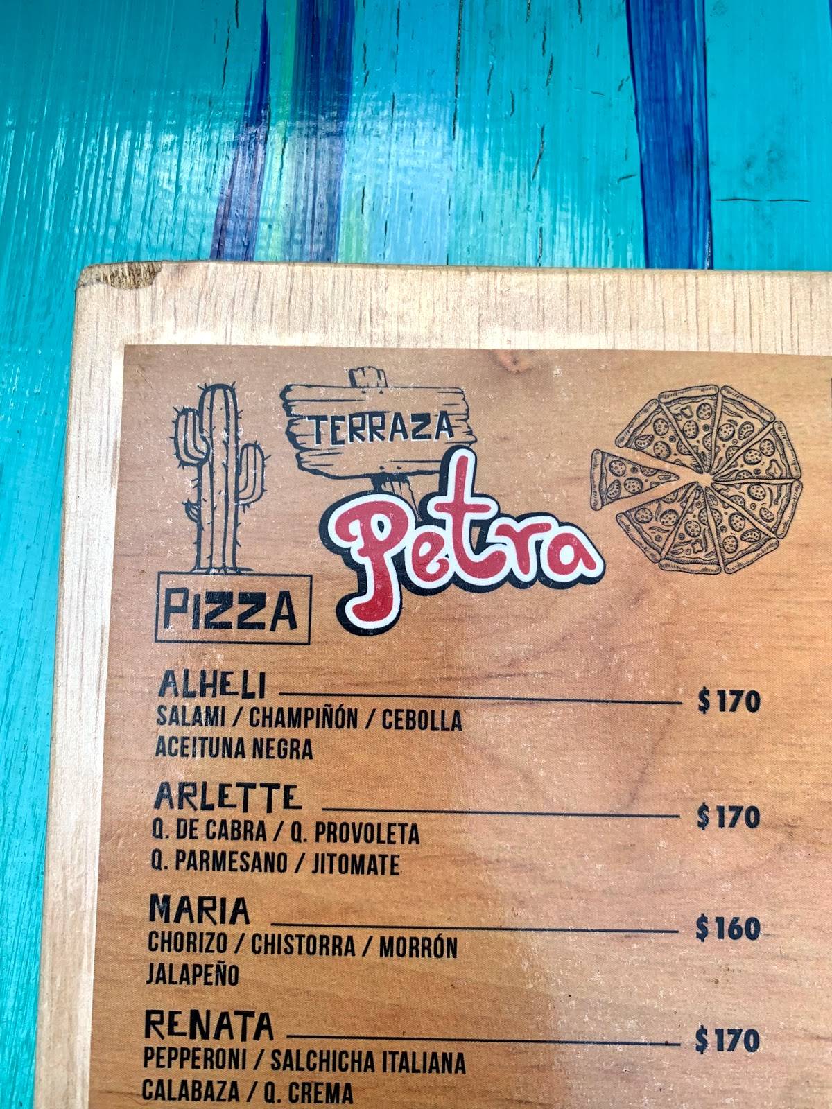 Menu at Terraza Petra Pizza restaurant, Guadalajara, C. Manuel López ...