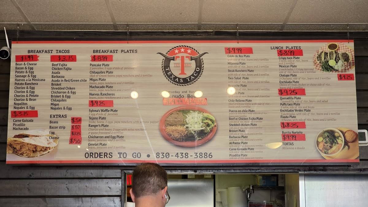 Menu at Texas Tacos restaurant, Spring Branch, TX-46 #107