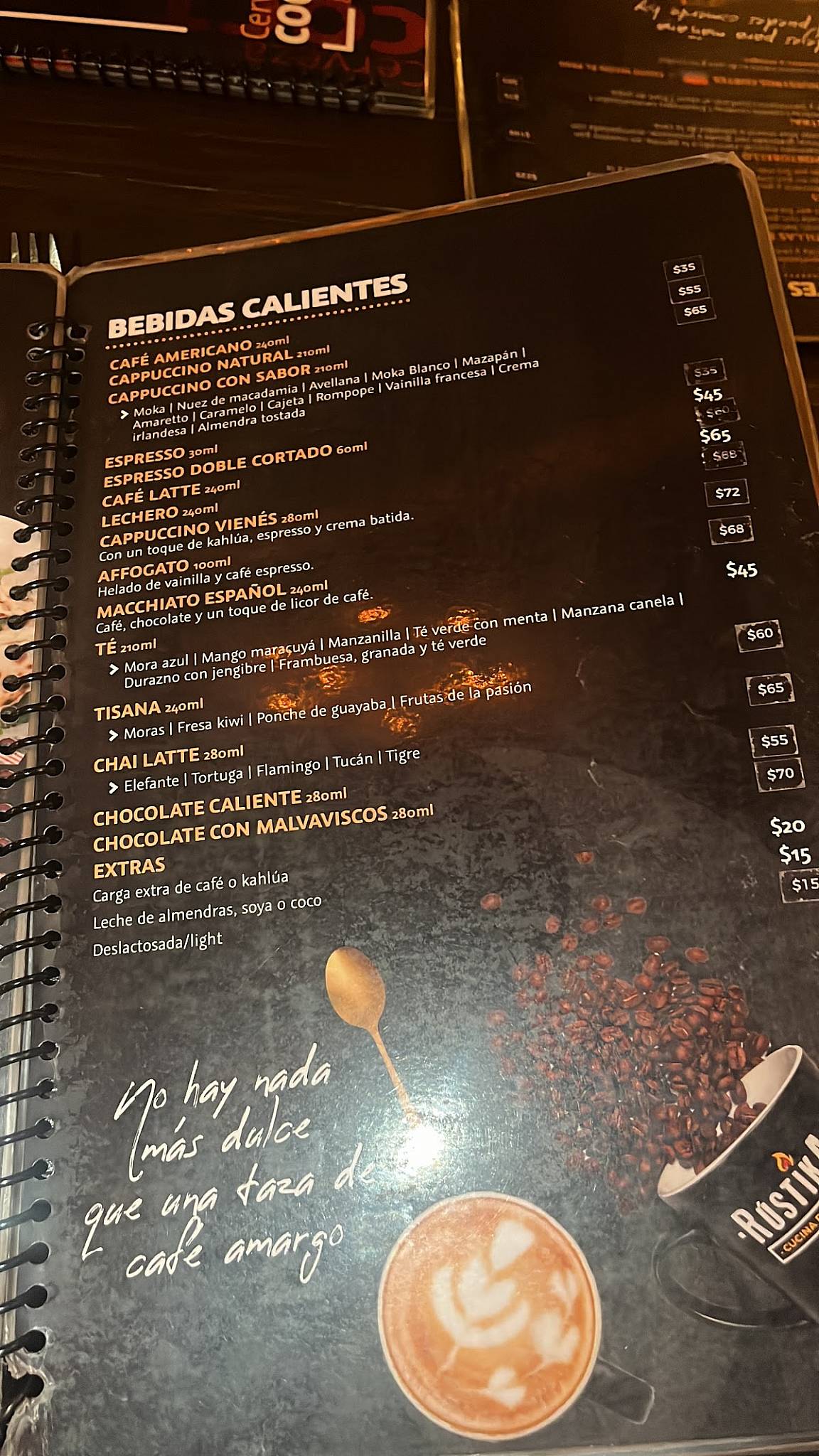 Carta del restaurante Rustika, Texcoco del Mora, C. 2 del Marzo 39