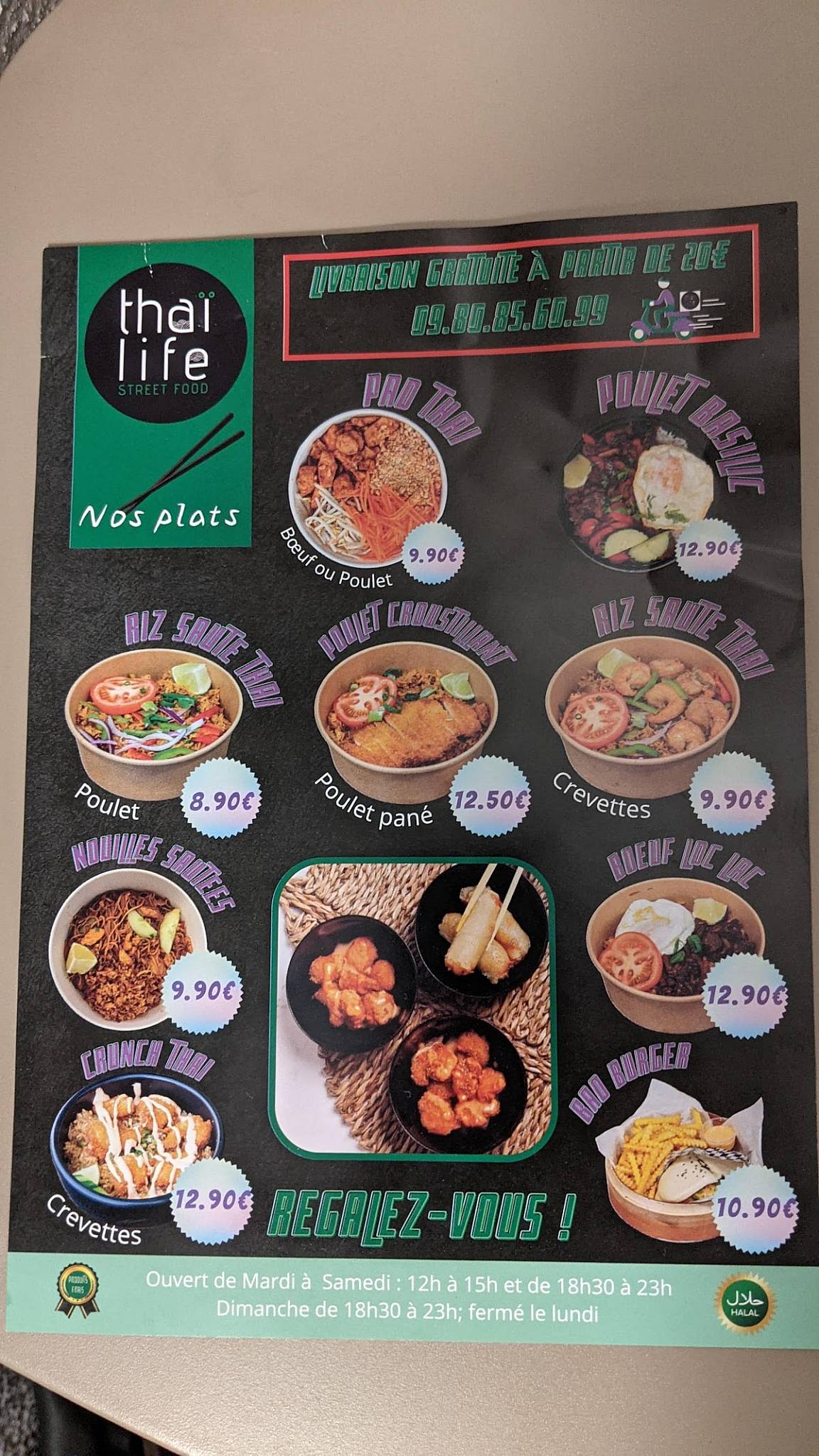 Menu au Thai Life restaurant, L'Haÿ-les-Roses