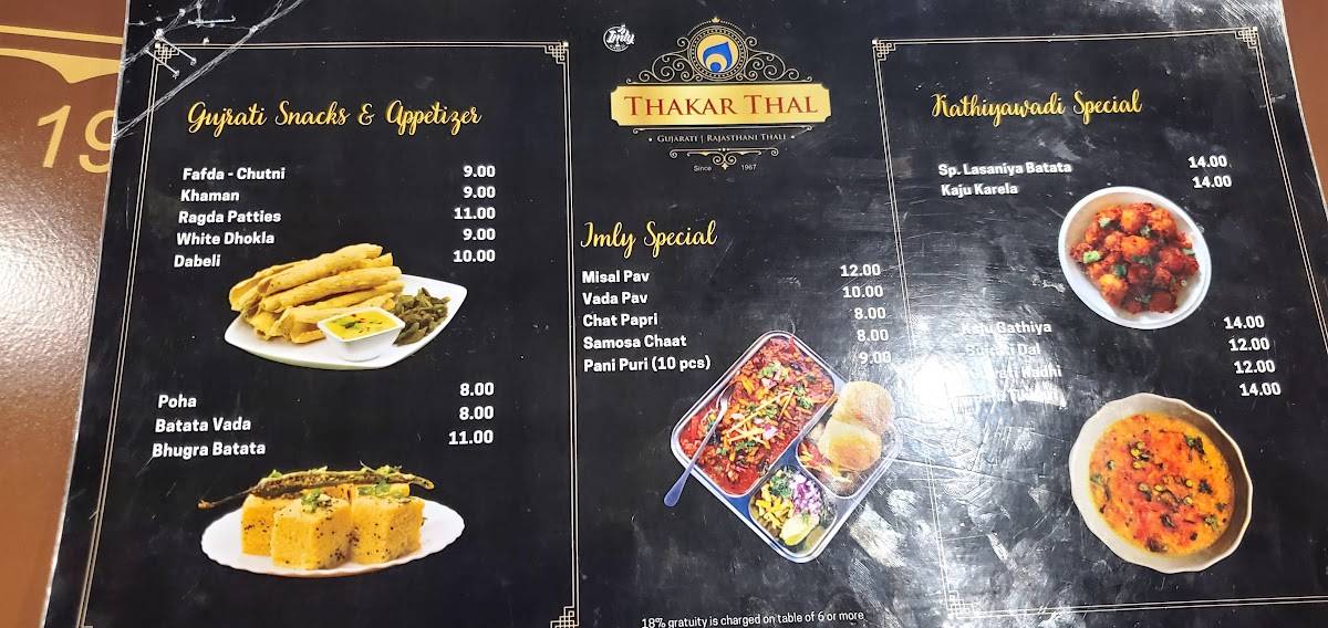 Menu at Thakar Thal - Gujarati Rajasthani Thali restaurant, Surrey