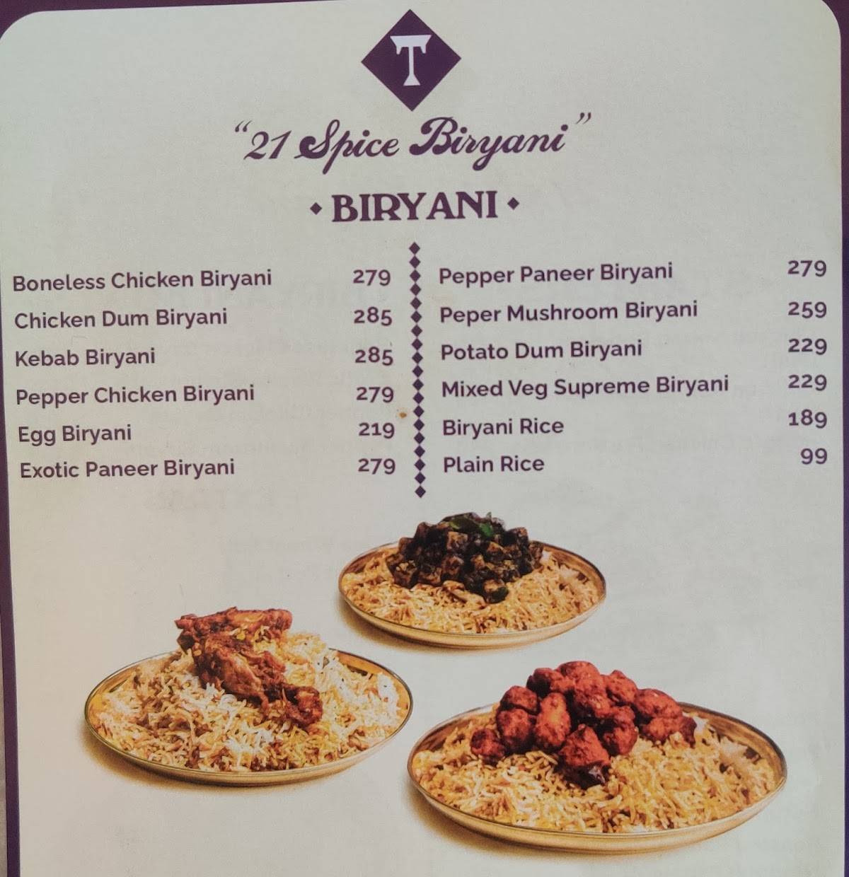 Menu at Thalairaj Biryani @ Chandra Layout, Bengaluru