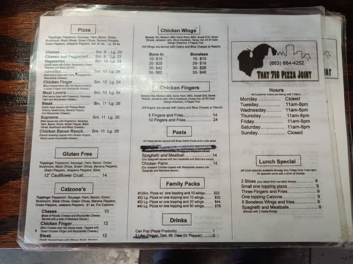 Menu at That 716 Pizza Joint pizzeria, Lakeland