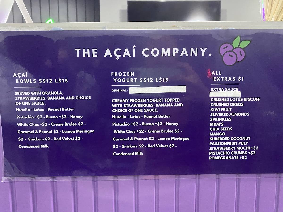 Menu at The Açaì company Pascoe Vale cafe, Pascoe Vale