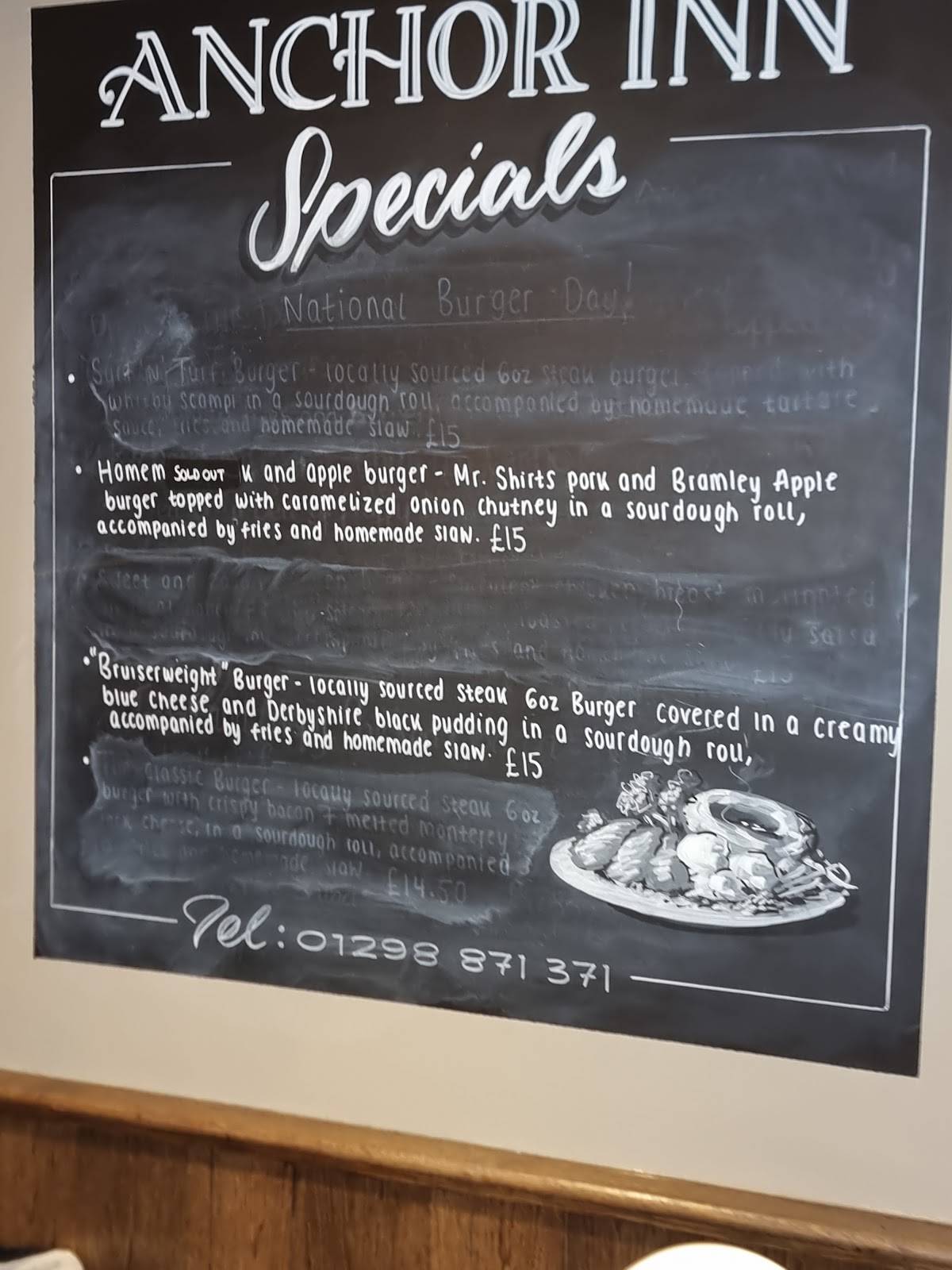 Menu at The Anchor Inn pub & bar, Tideswell