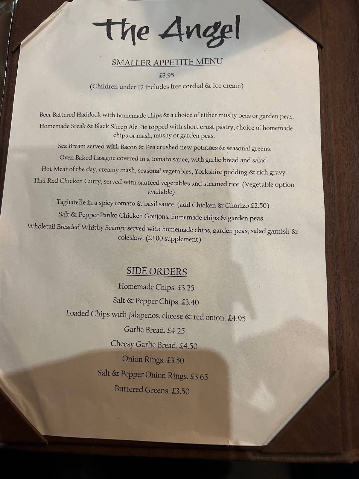 Menu at The Angel pub & bar, Pontefract