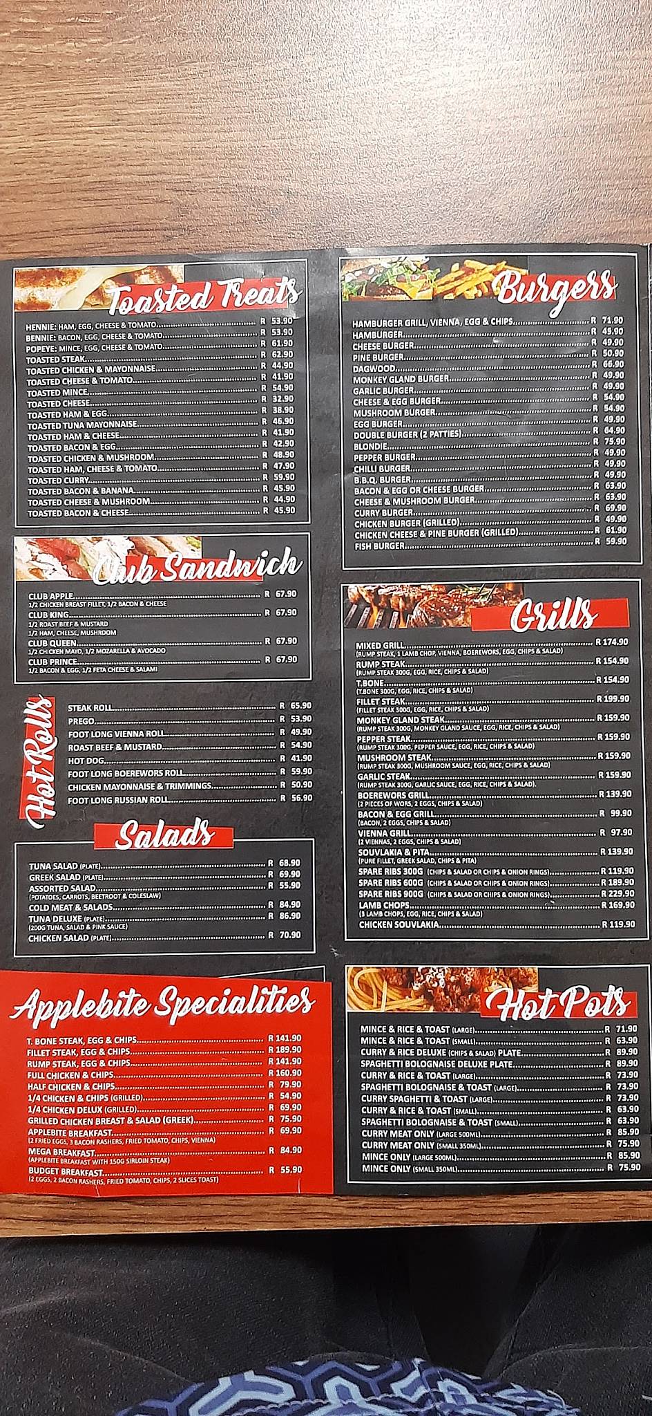 Menu at The Apple Bite Roadhouse & Pizzeria, Germiston