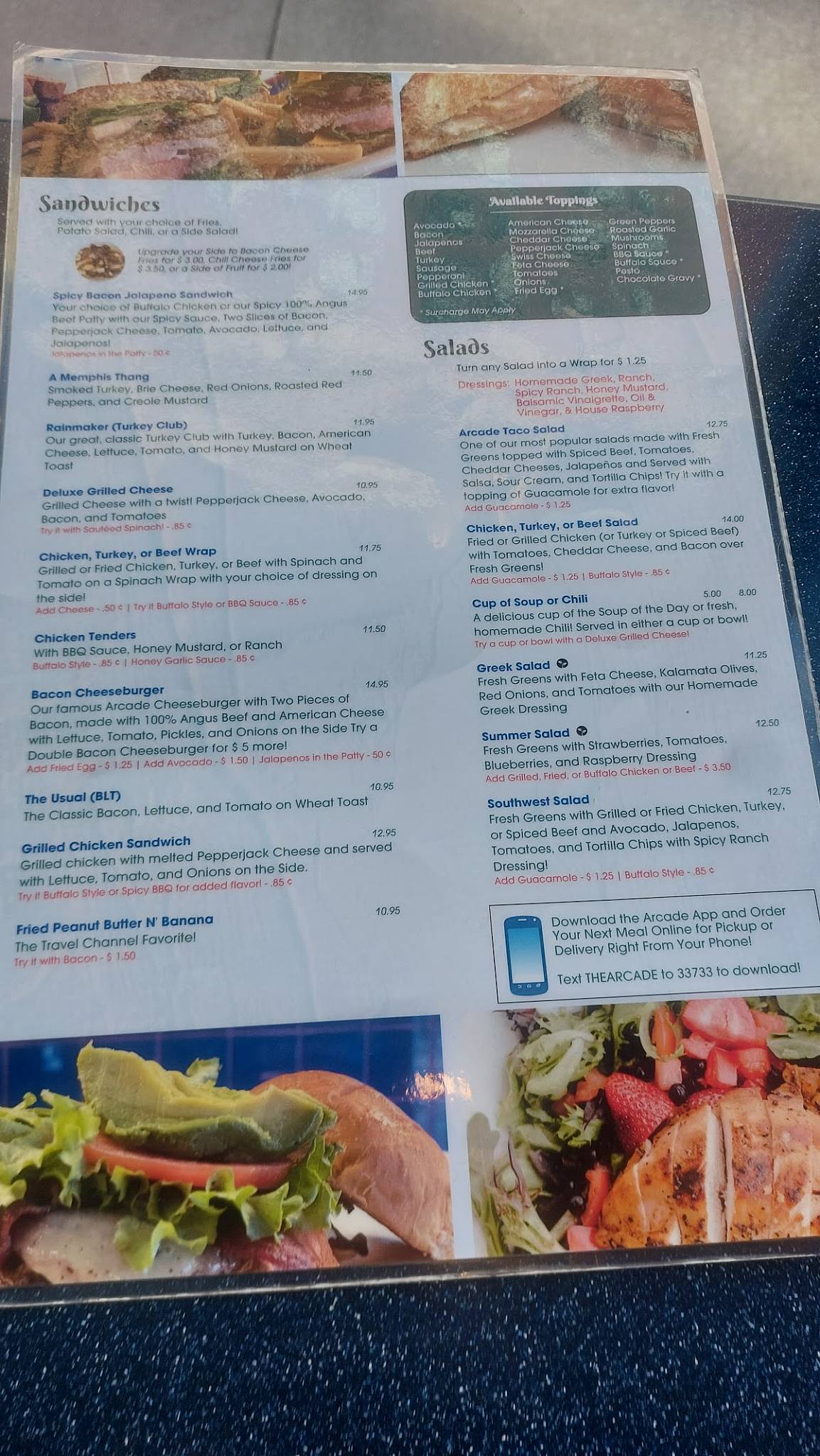 Menu at The Arcade Restaurant, Memphis