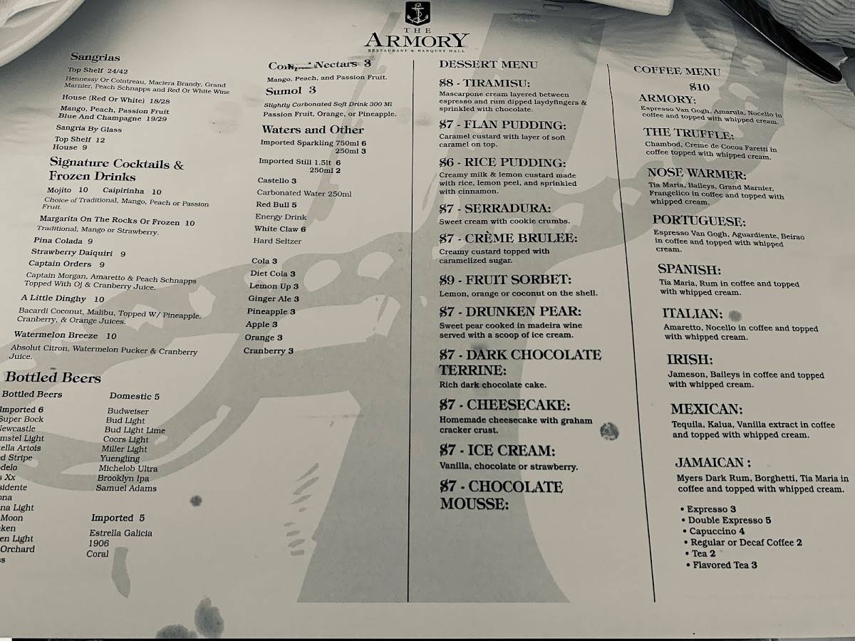 Menu at The Armory NJ restaurant, Perth Amboy