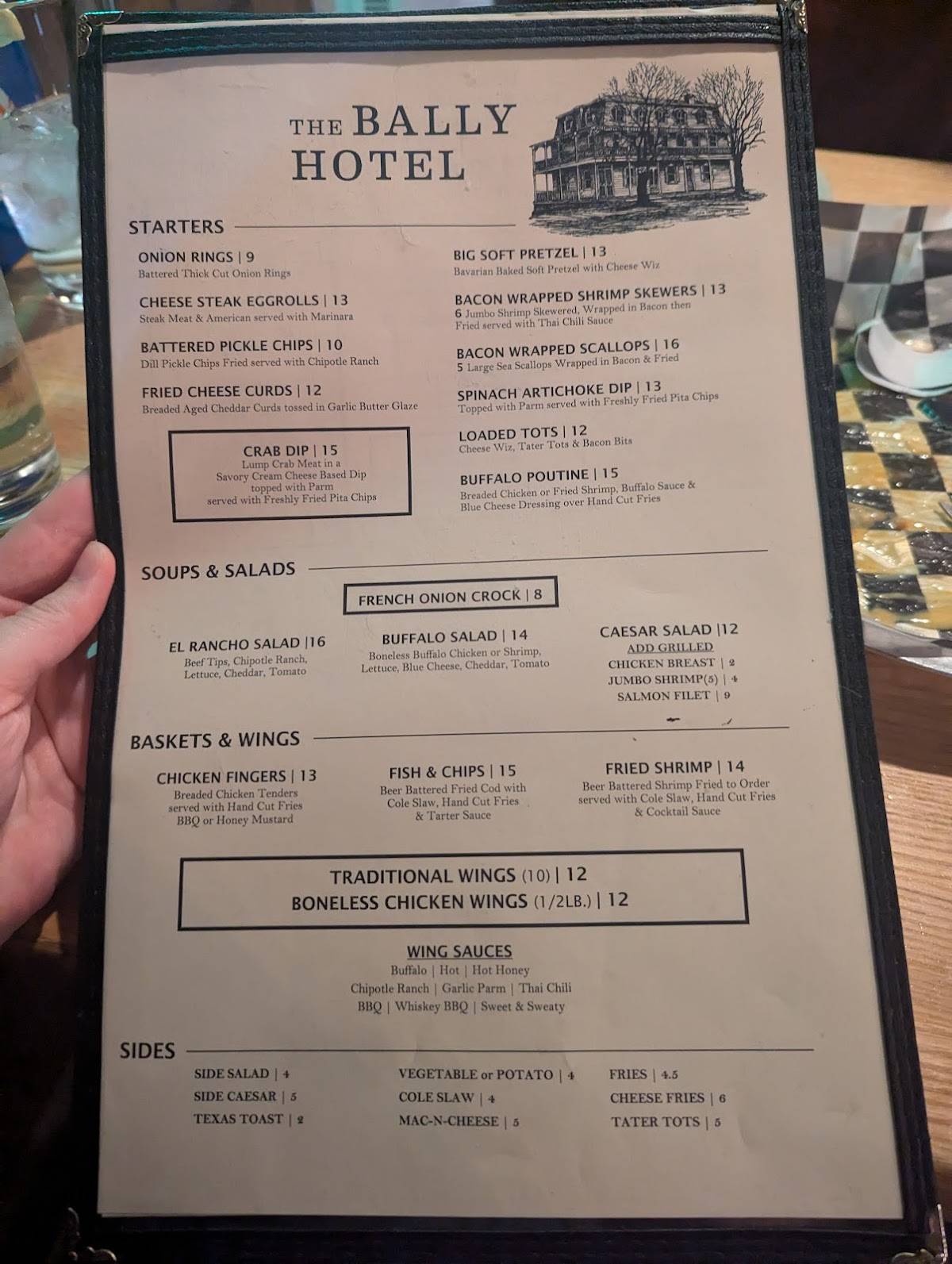 Menu at The Bally Hotel restaurant, Bally