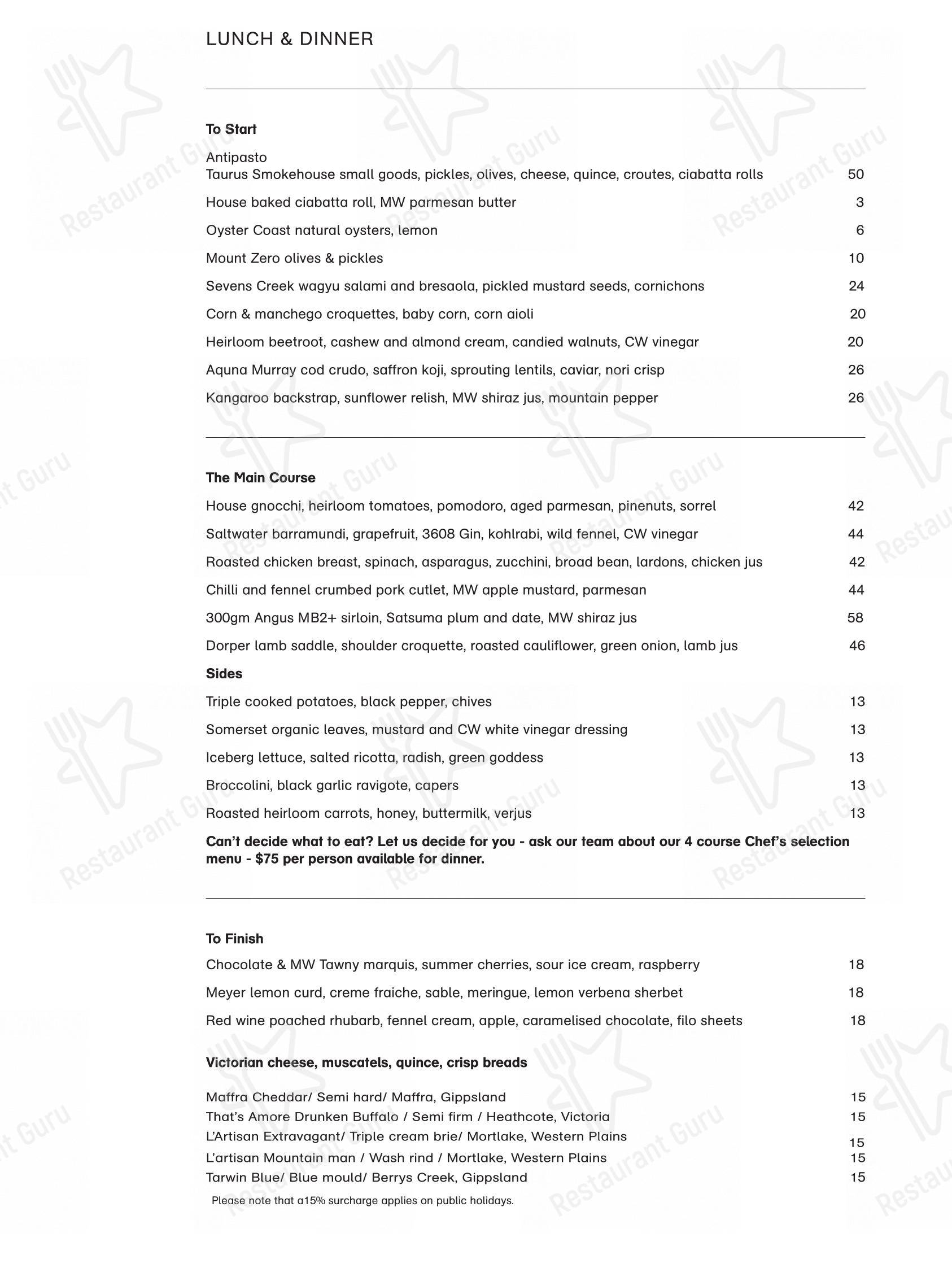 Menu at The Bank Heathcote pub & bar, Heathcote