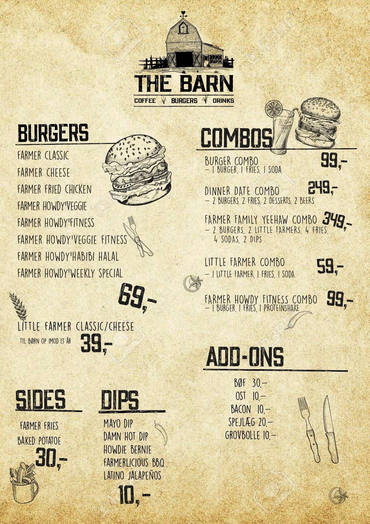 Menu at The Barn, Copenhagen