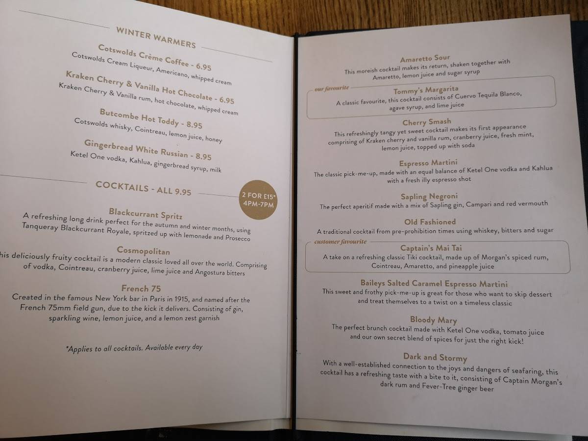 Menu at The Bear Inn, Cirencester pub & bar, Cirencester