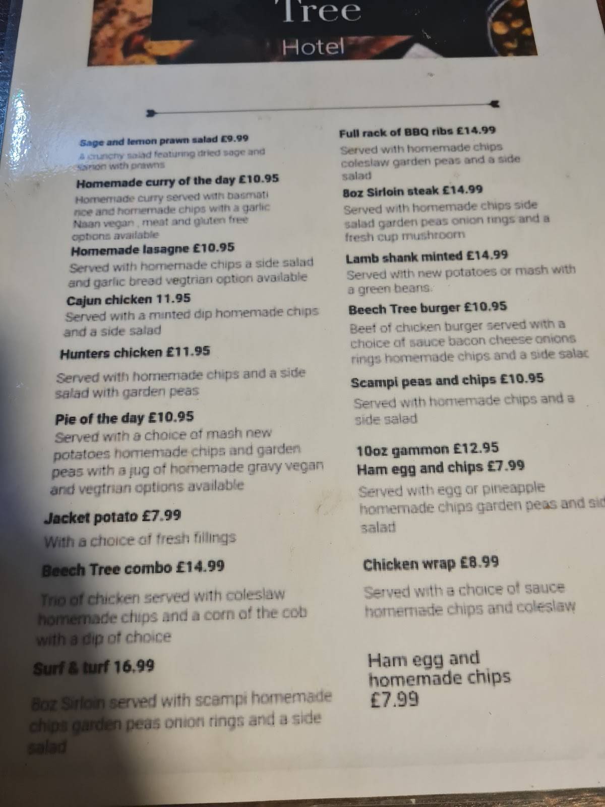 Menu at The Beech Tree Hotel pub & bar, Hengoed
