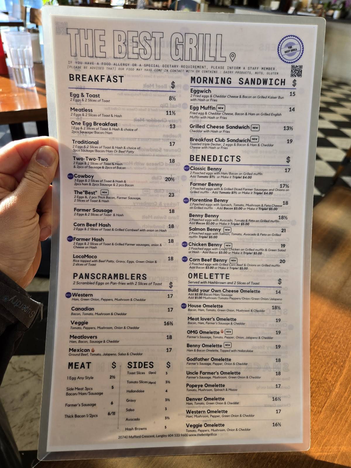 Menu at The Best Grill restaurant, Langley Township