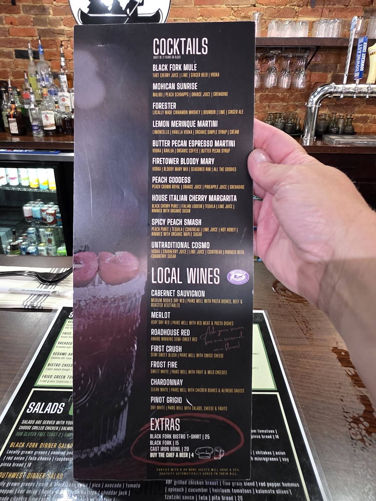 Menu at The Black Fork Bistro pizzeria, Loudonville