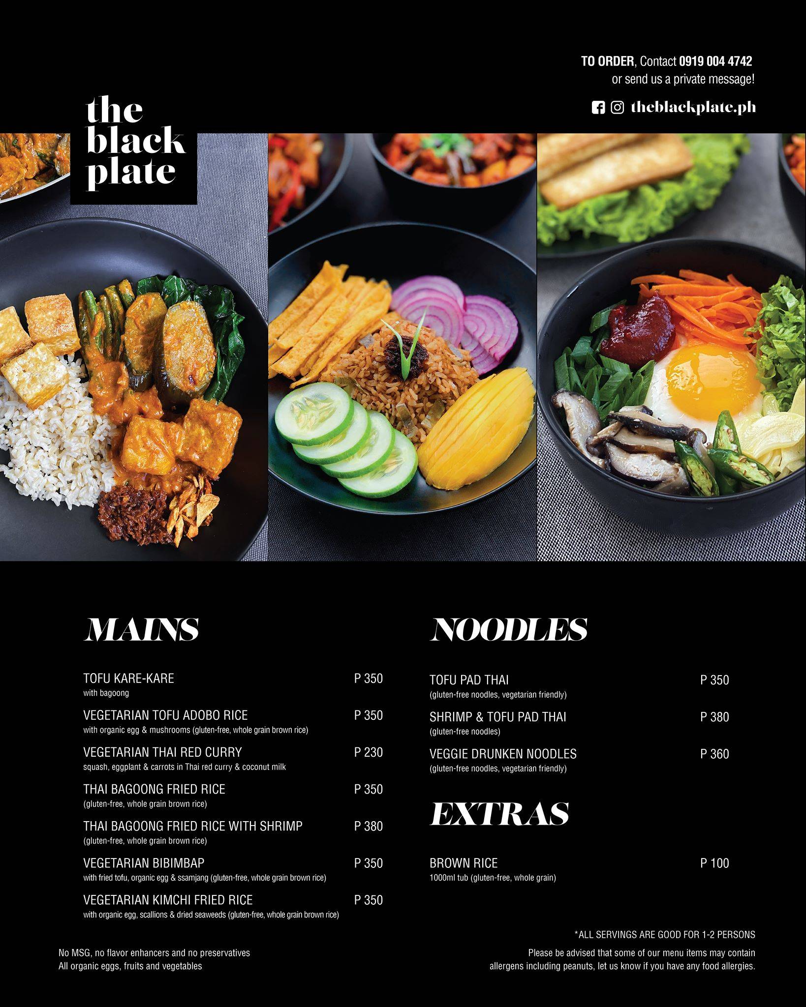 Menu at The Black Plate PH restaurant, Cebu City